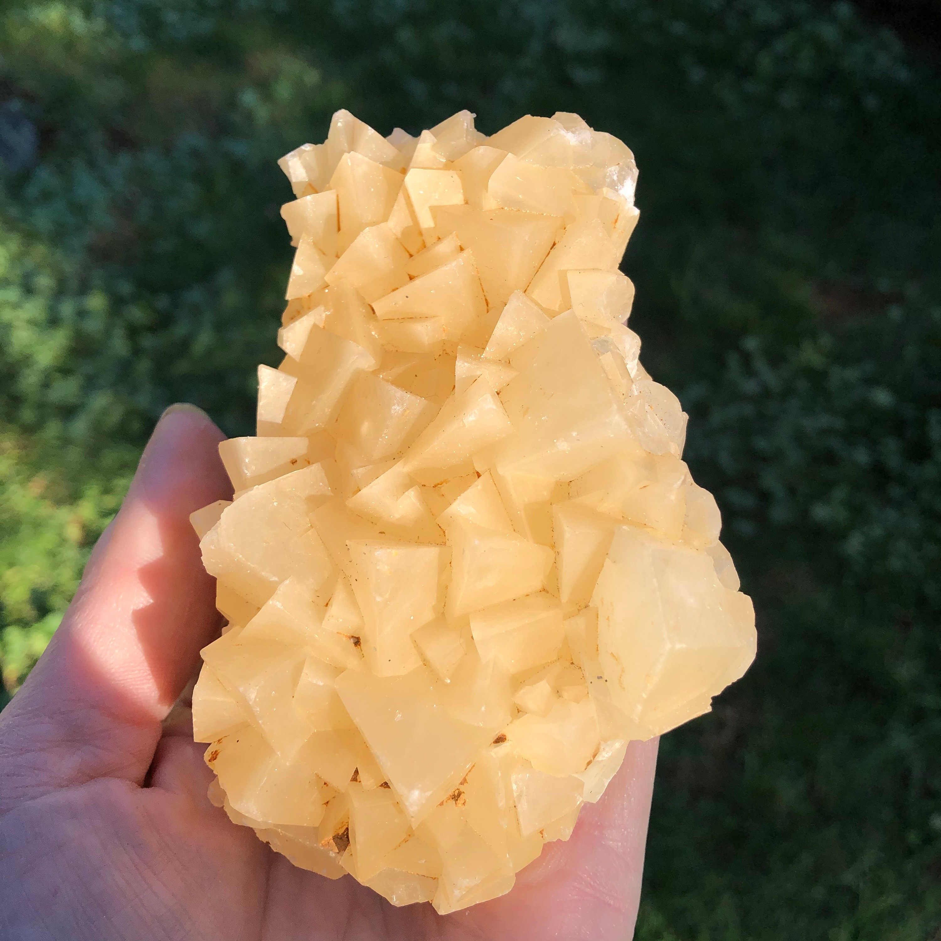 316g Yellow cubic and pyramid shaped Calcite crystal cluster mineral ...