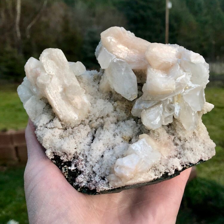 Large Apophyllite and Stilbite on Stalactic Chalcedony Crystal Cluster ...