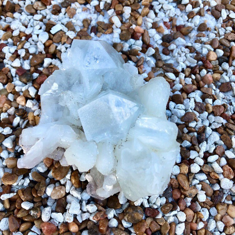 340g Apophyllite and White Stilbite Crystal Cluster with big chunky ...