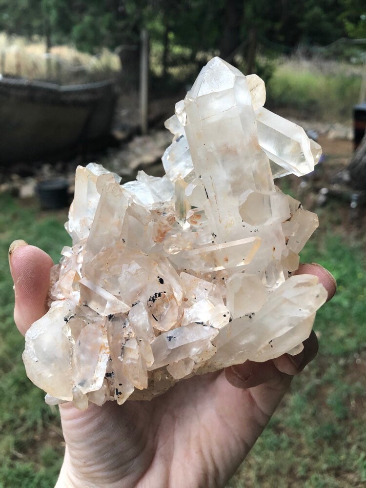 Clear Quartz Crystal Cluster Plate Specimen