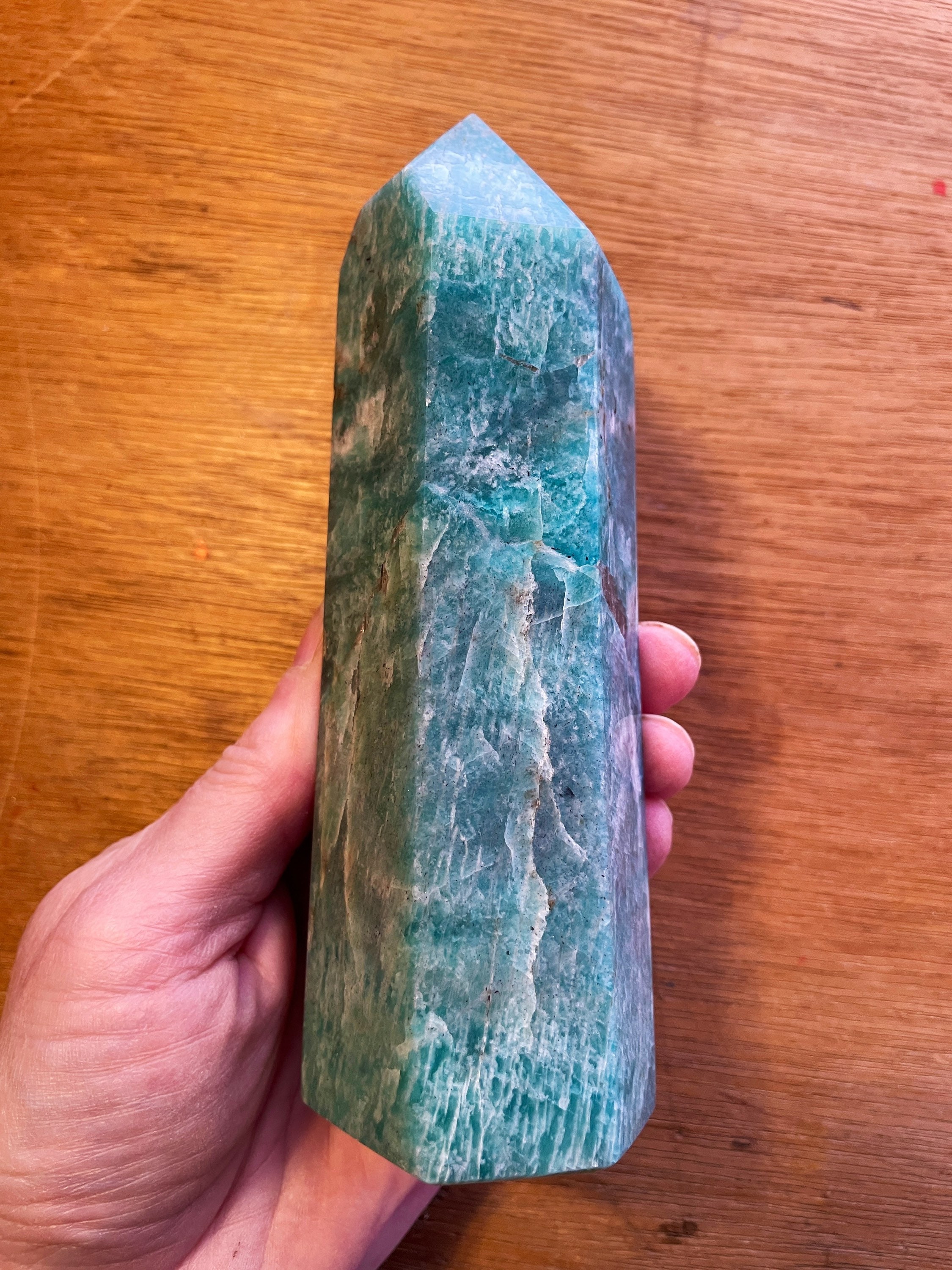 1.38 lb Amazonite Obelisk Pillar Tower Point Wand Column Generator