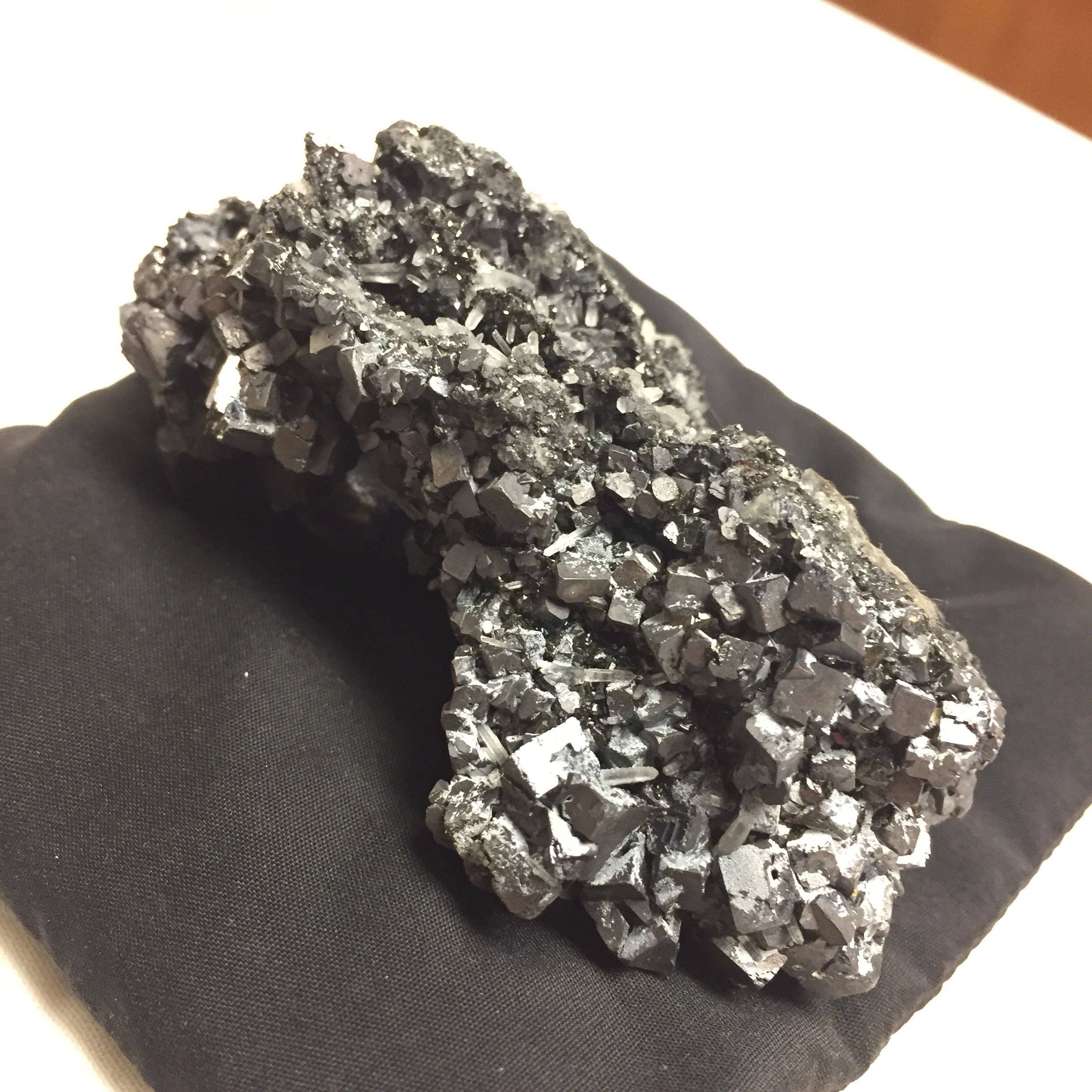 Galena crystal cluster with Calcite, Lead Galena, lead crystal
