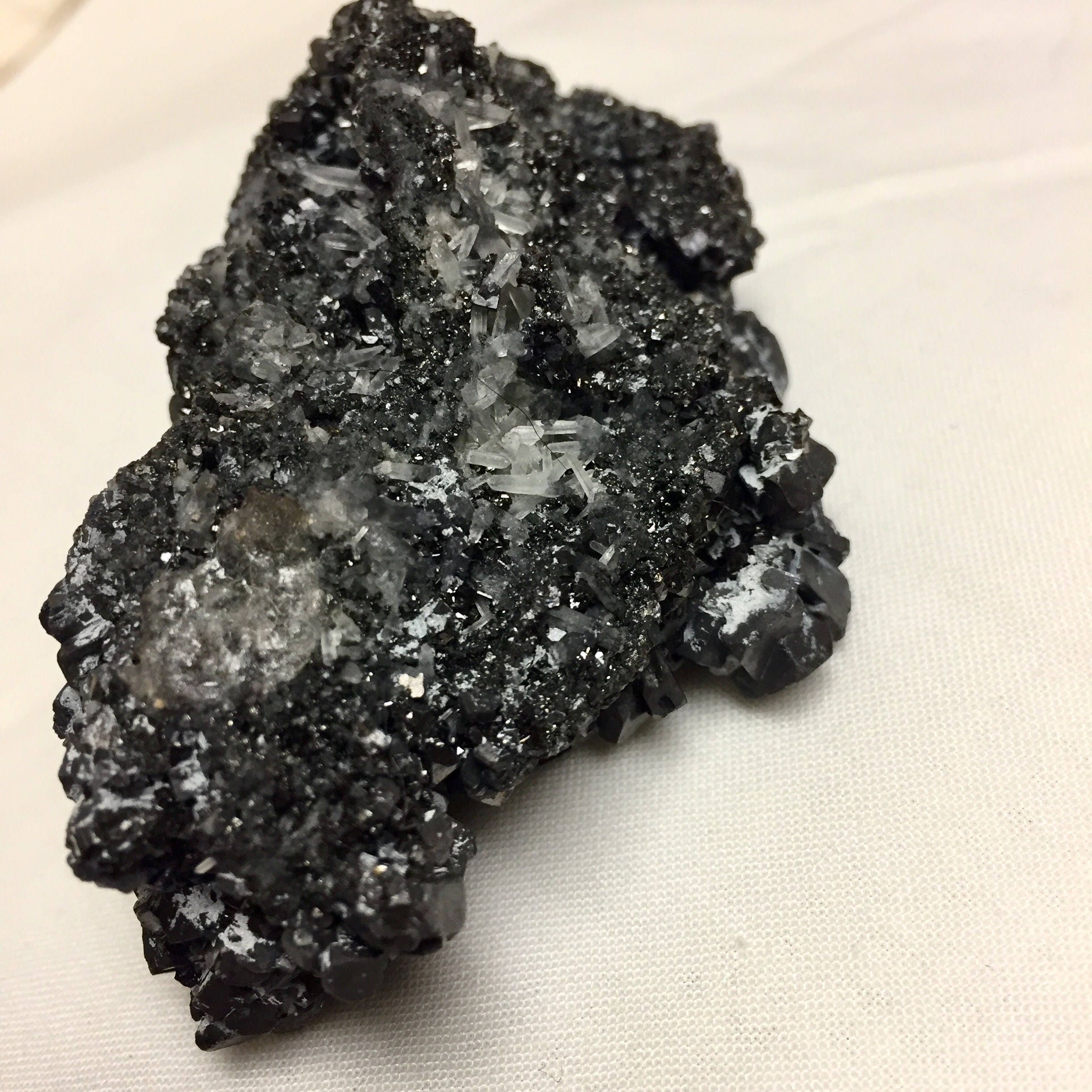 Galena crystal cluster with Calcite, Lead Galena, lead crystal