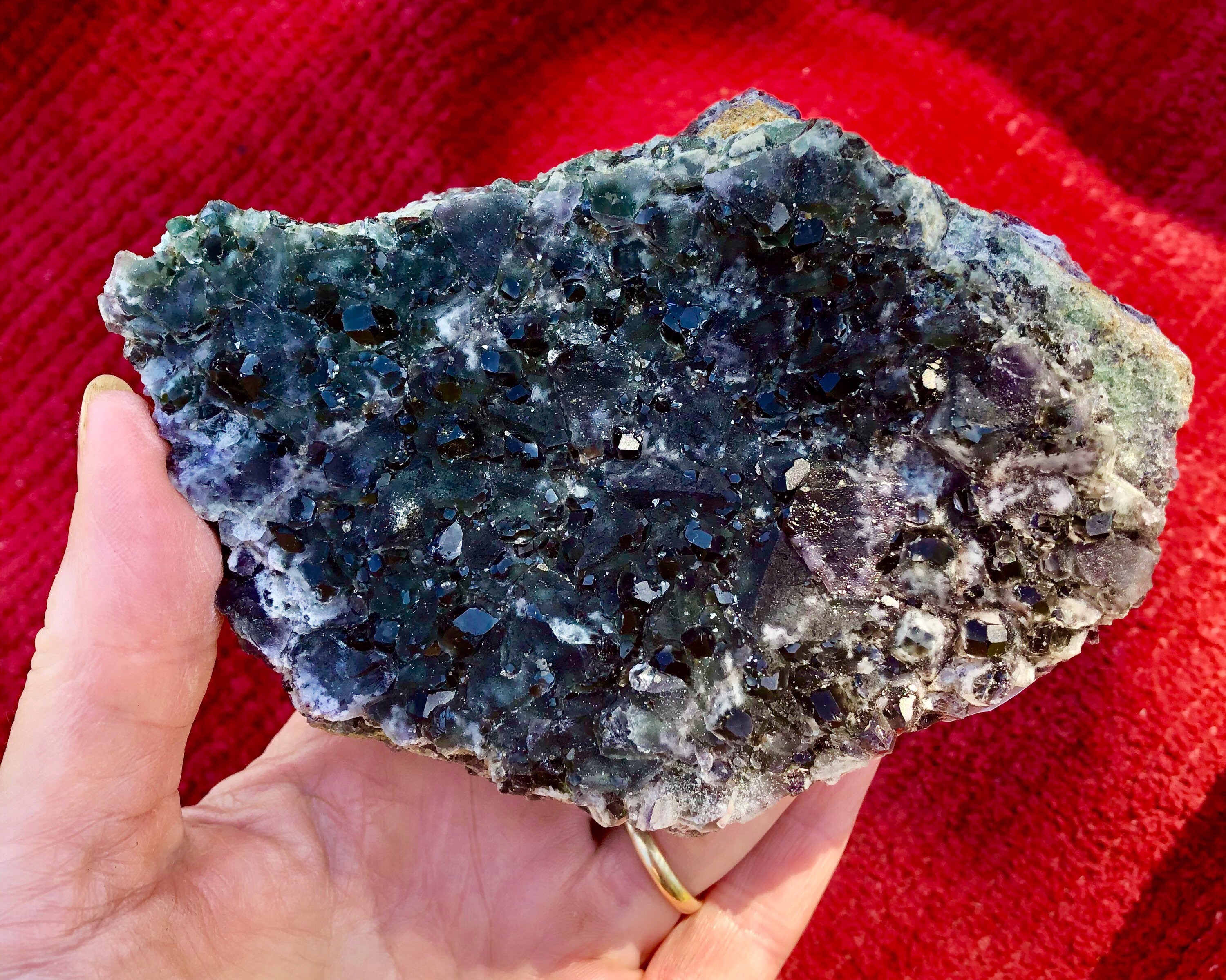 616g Dark Green Fluorite Dual Sided Crystal Cluster Mineral Display ...
