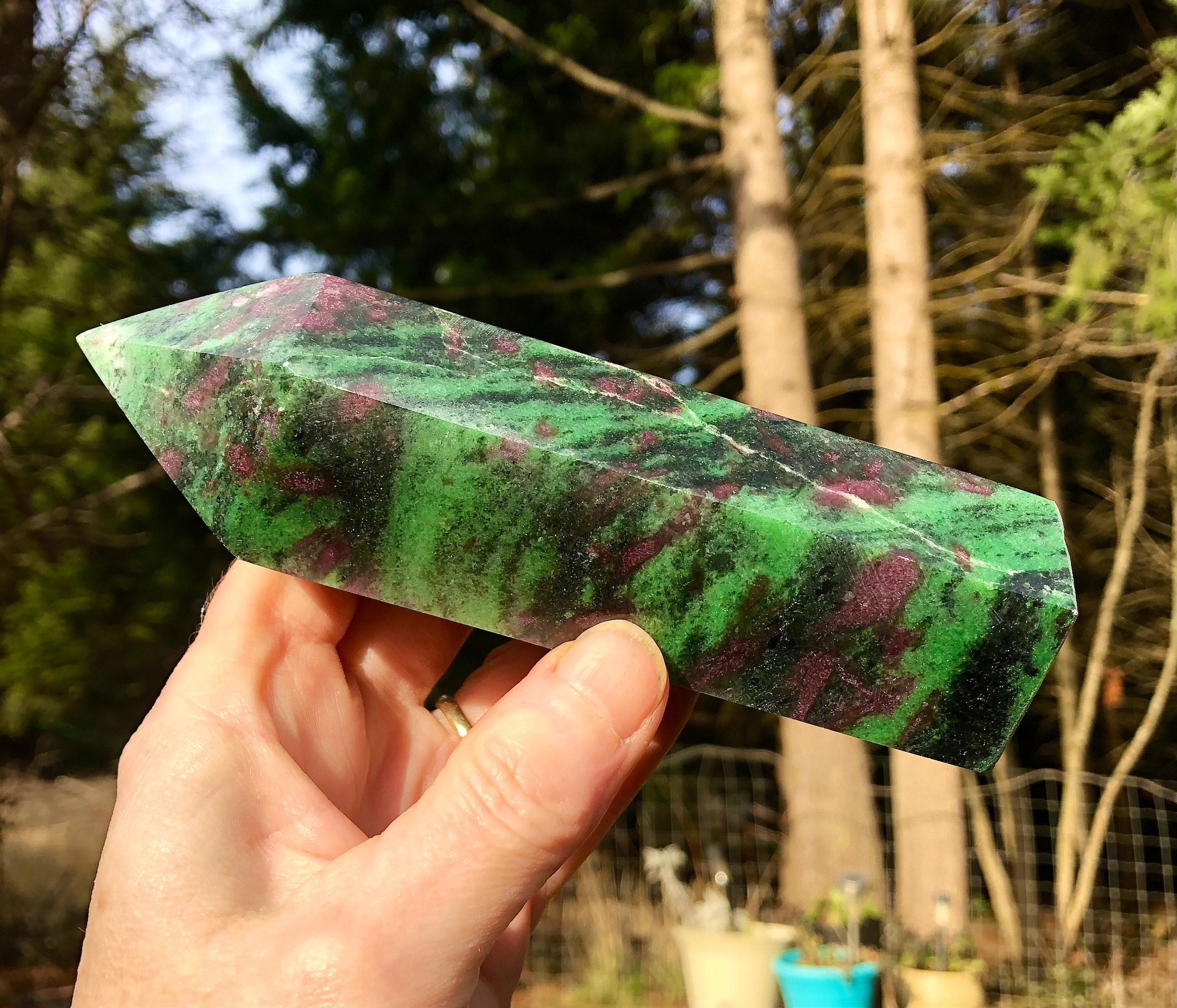 614g Ruby Zoisite Obelisk Pillar Tower Point Wand Column Mineral ...
