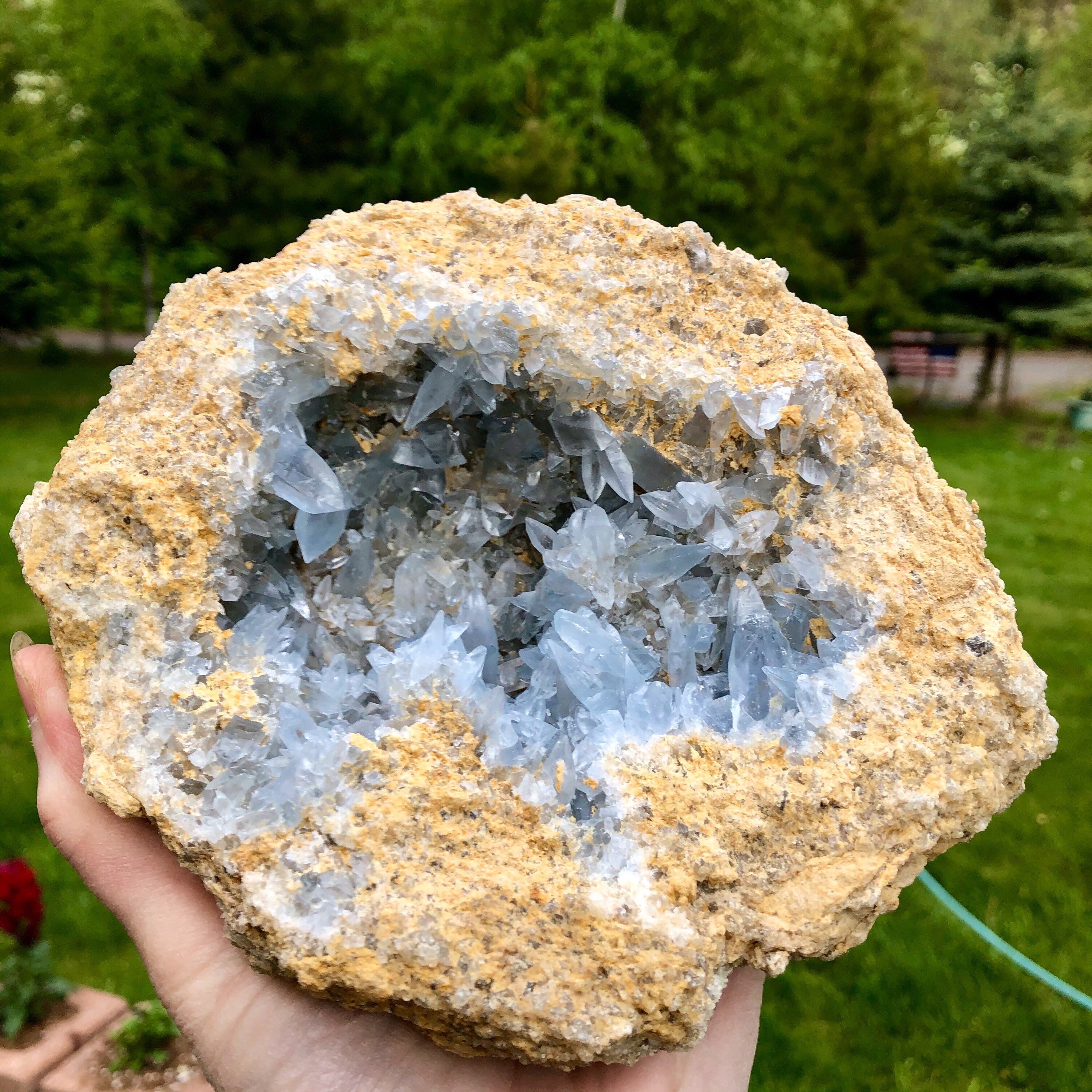 5.73 lbs Blue Celestite Celestine Geode Crystal Cluster Mineral Display ...