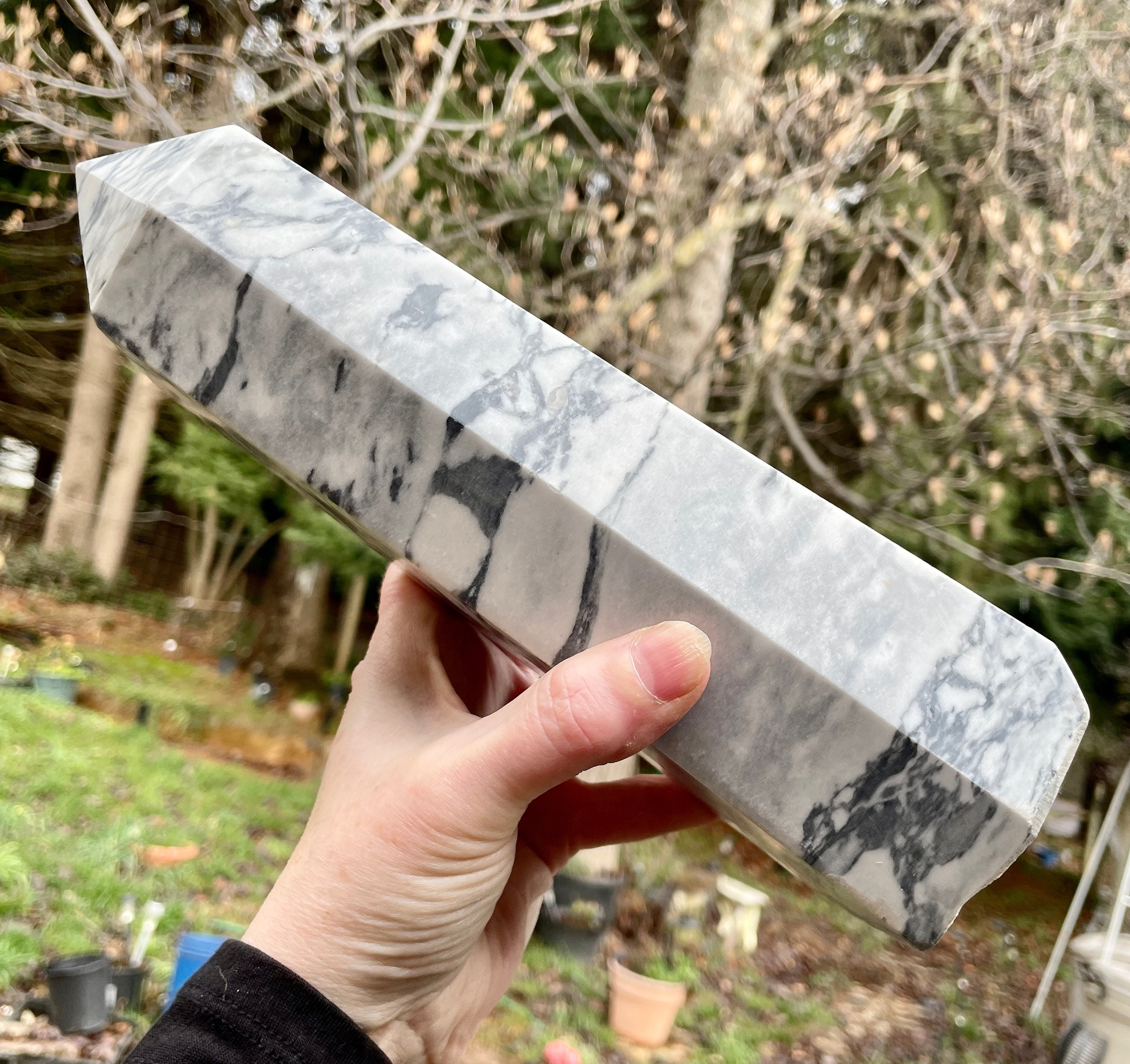 6.11 lb Howlite aka Magnesite Obelisk Pillar Tower Point Wand Column ...