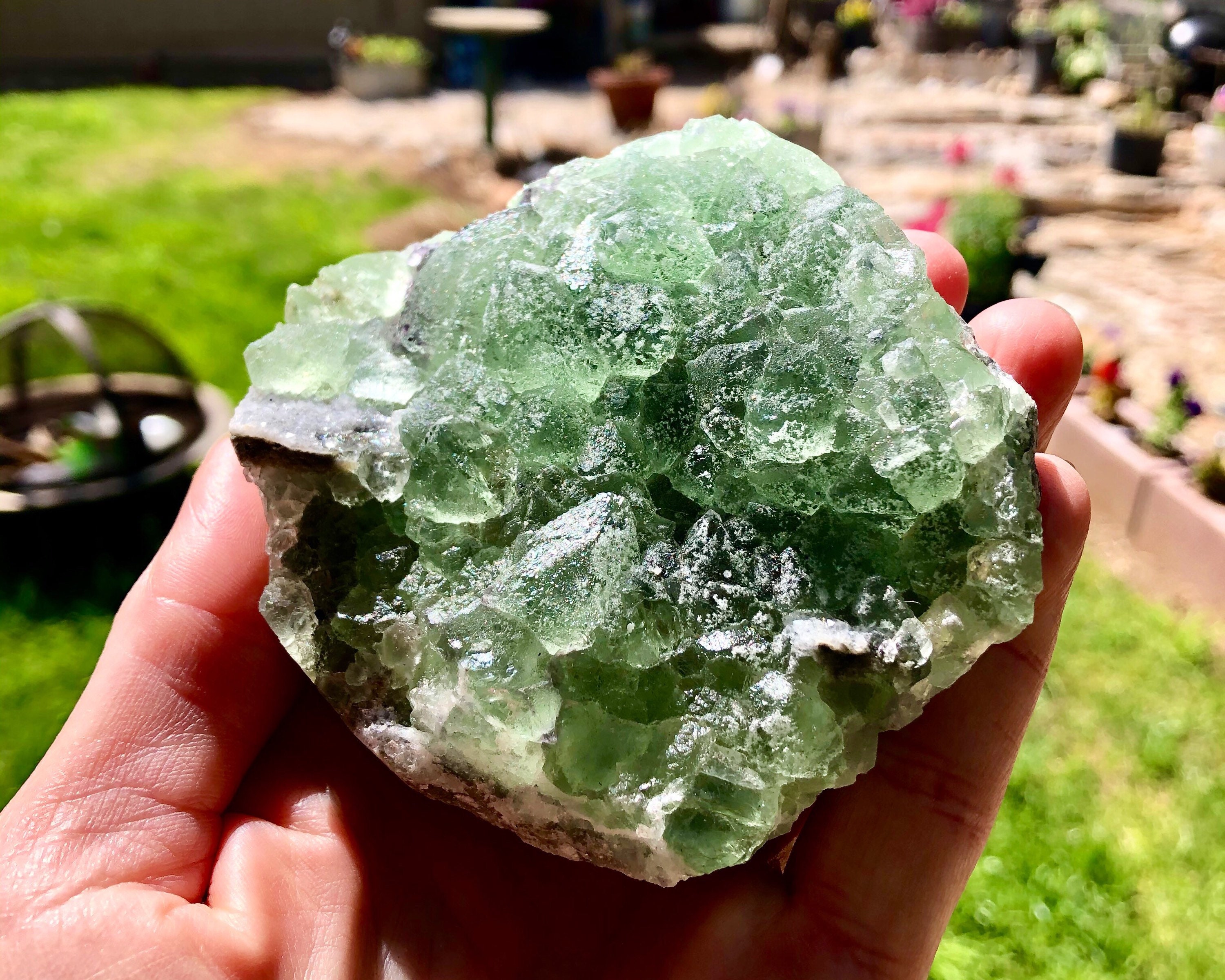 368g Green Fluorite Crystal Cluster Mineral Display Specimen