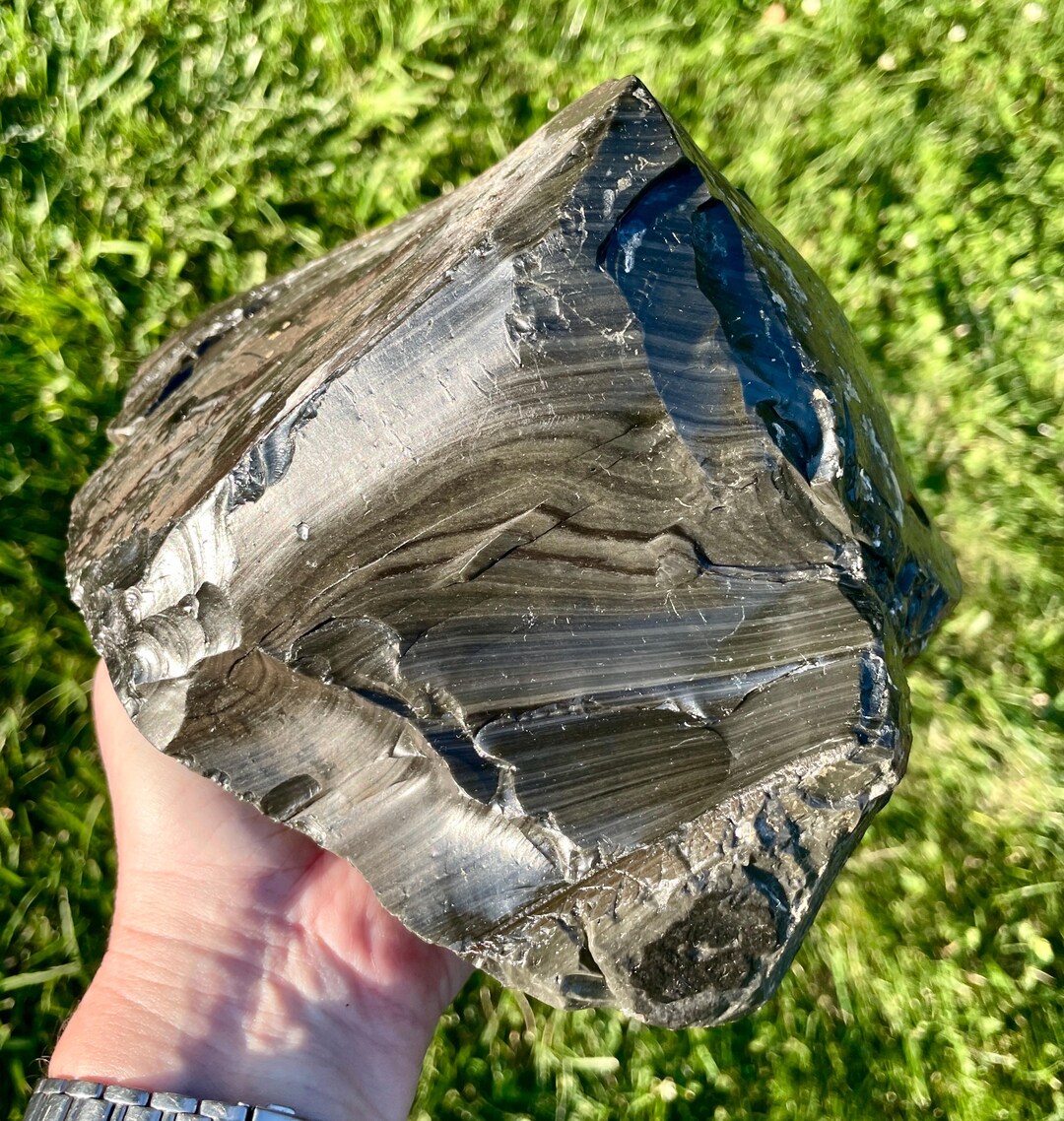 9.75 Lbs Black and Gray Banded Obsidian Mineral Display Specimen - Etsy