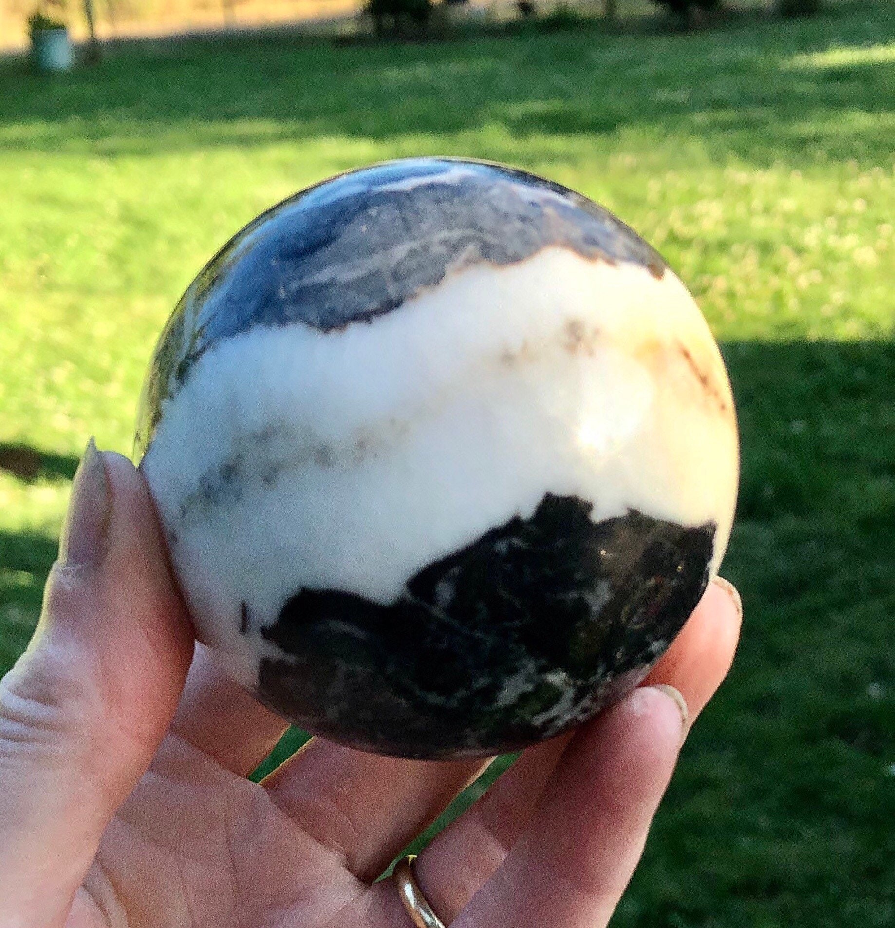 70mm Zebra Stone Sphere Ball Orb Mineral Display Specimen