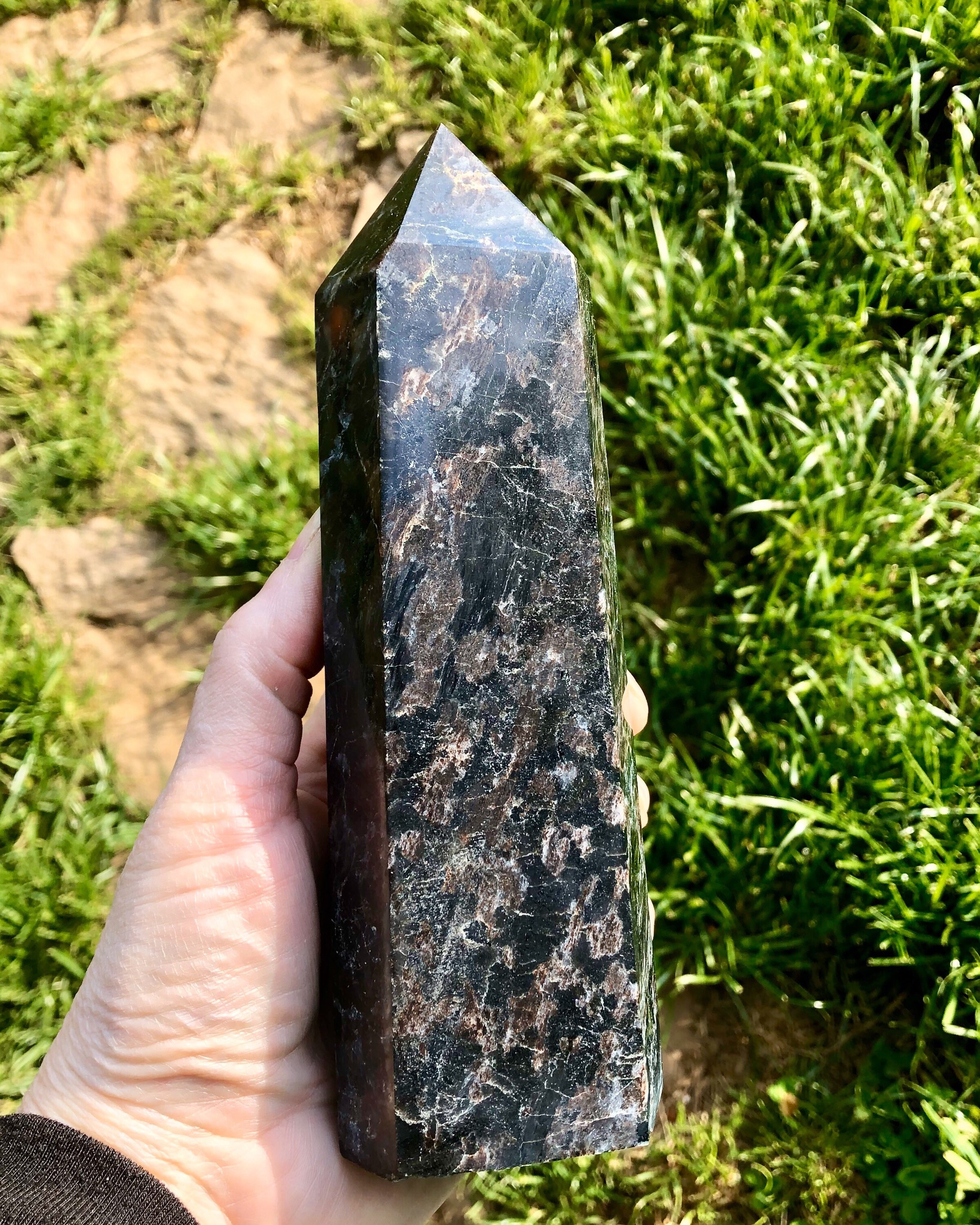 920g Astrophyllite or Fireworks Stone Obelisk Pillar Tower Point Wand ...