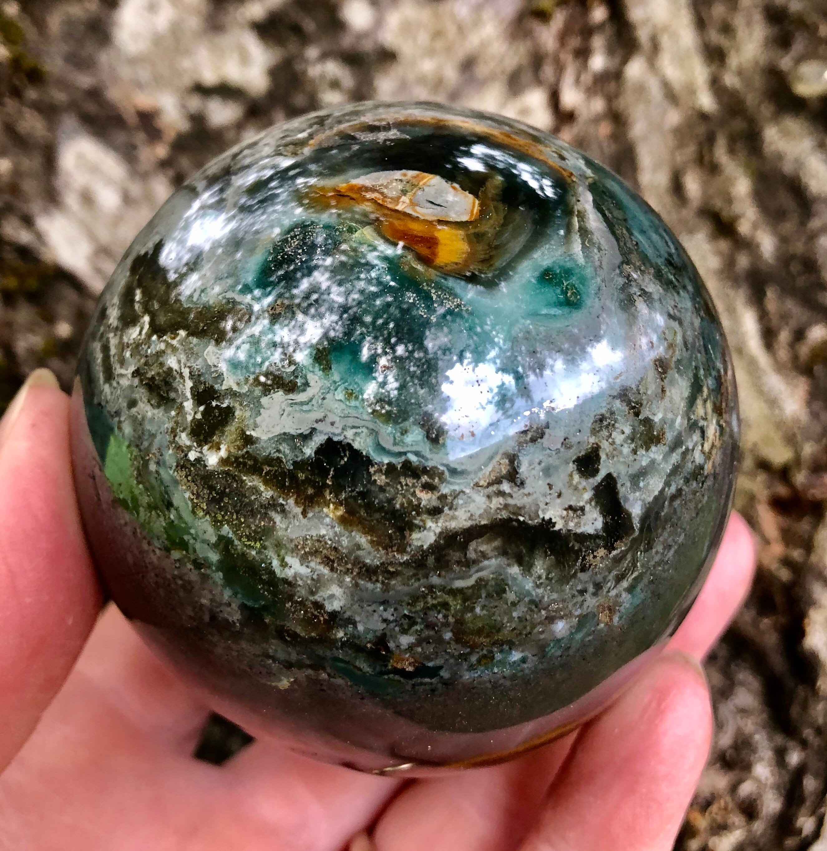 70mm Polychrome Jasper Sphere Orb Ball Mineral Display Specimen