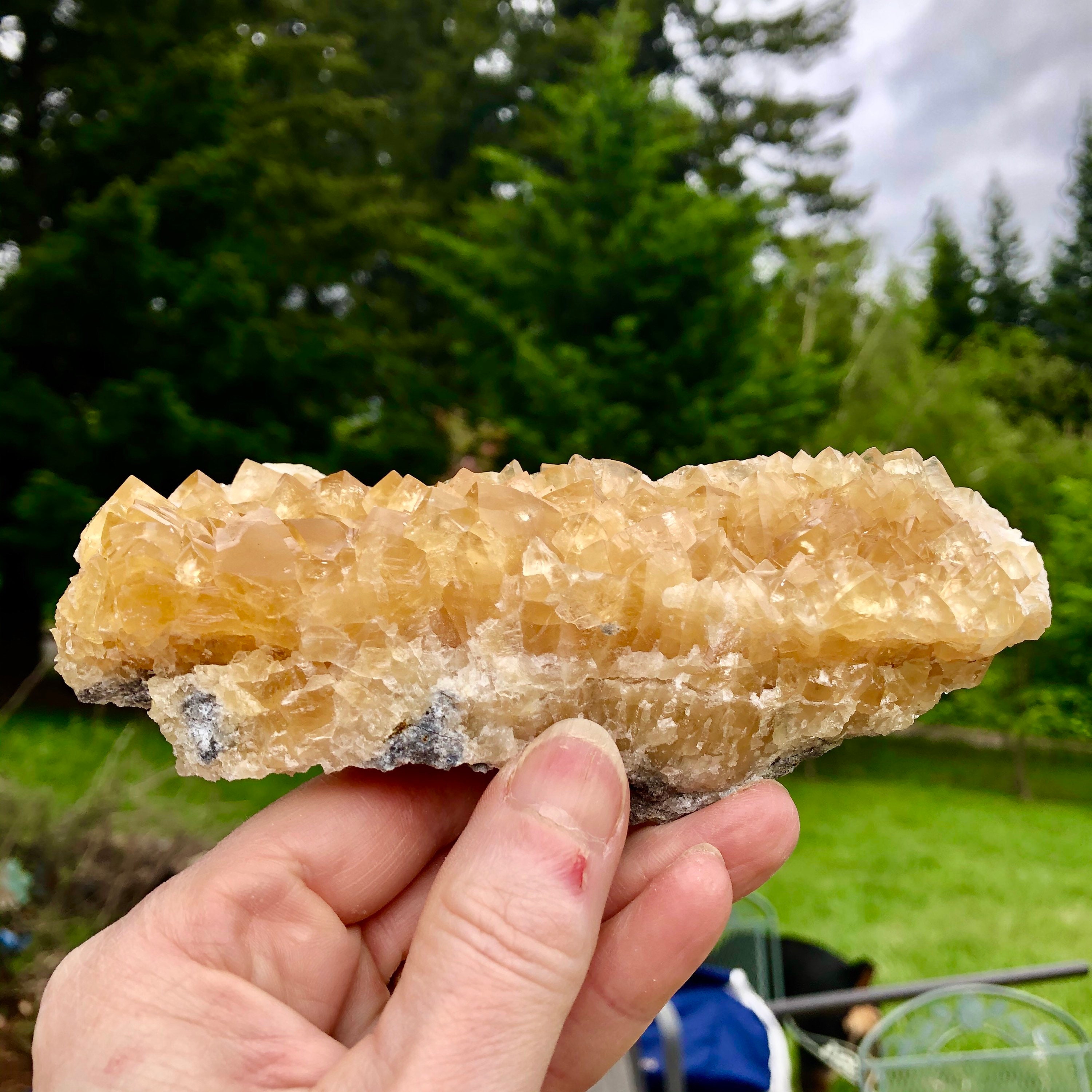 360g Golden Yellow Cubic Calcite Crystal Cluster Mineral Display Specimen