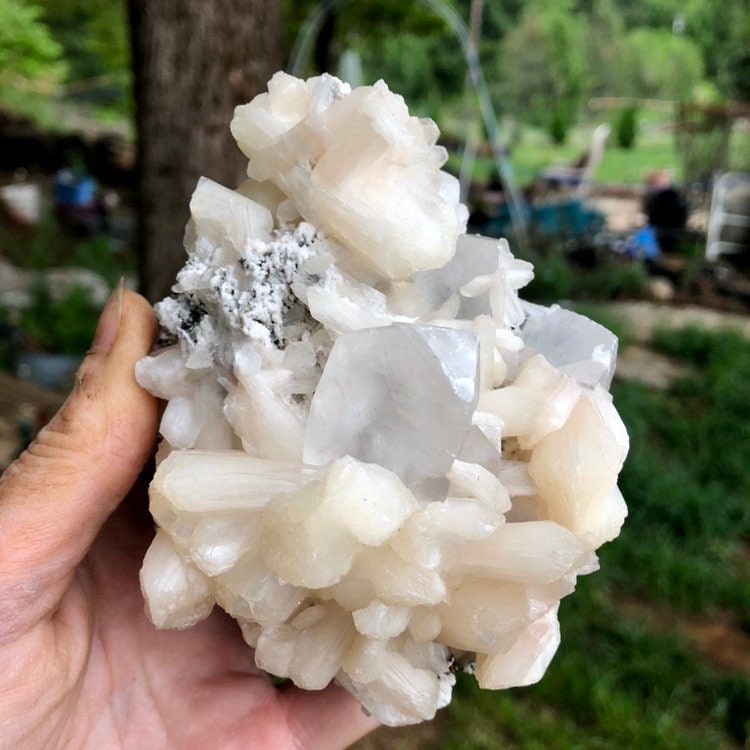Apophyllite and Stilbite Crystal Cluster Specimen