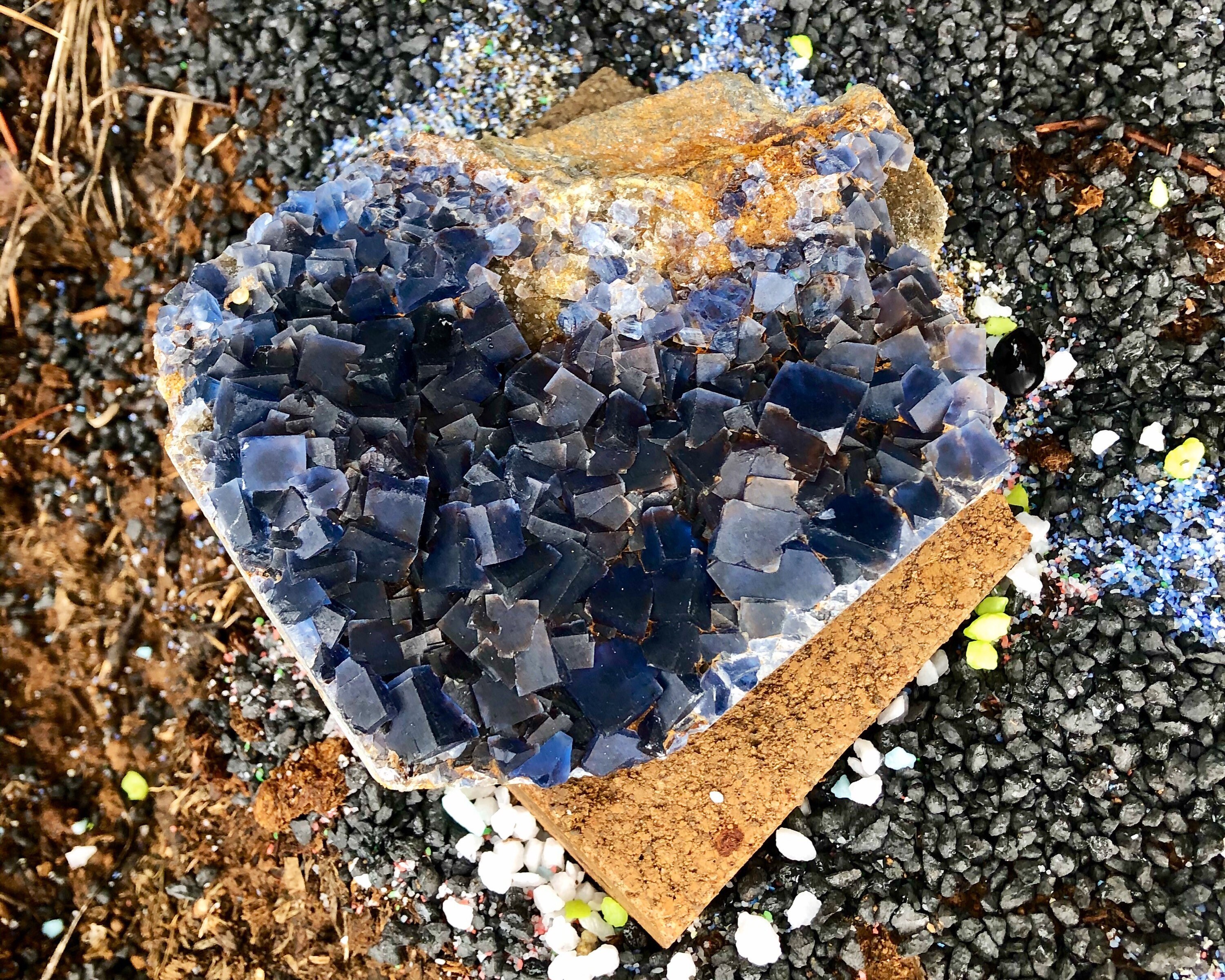 536g Deep Blue Cubic Fluorite On Matrix Crystal Cluster Mineral Display ...