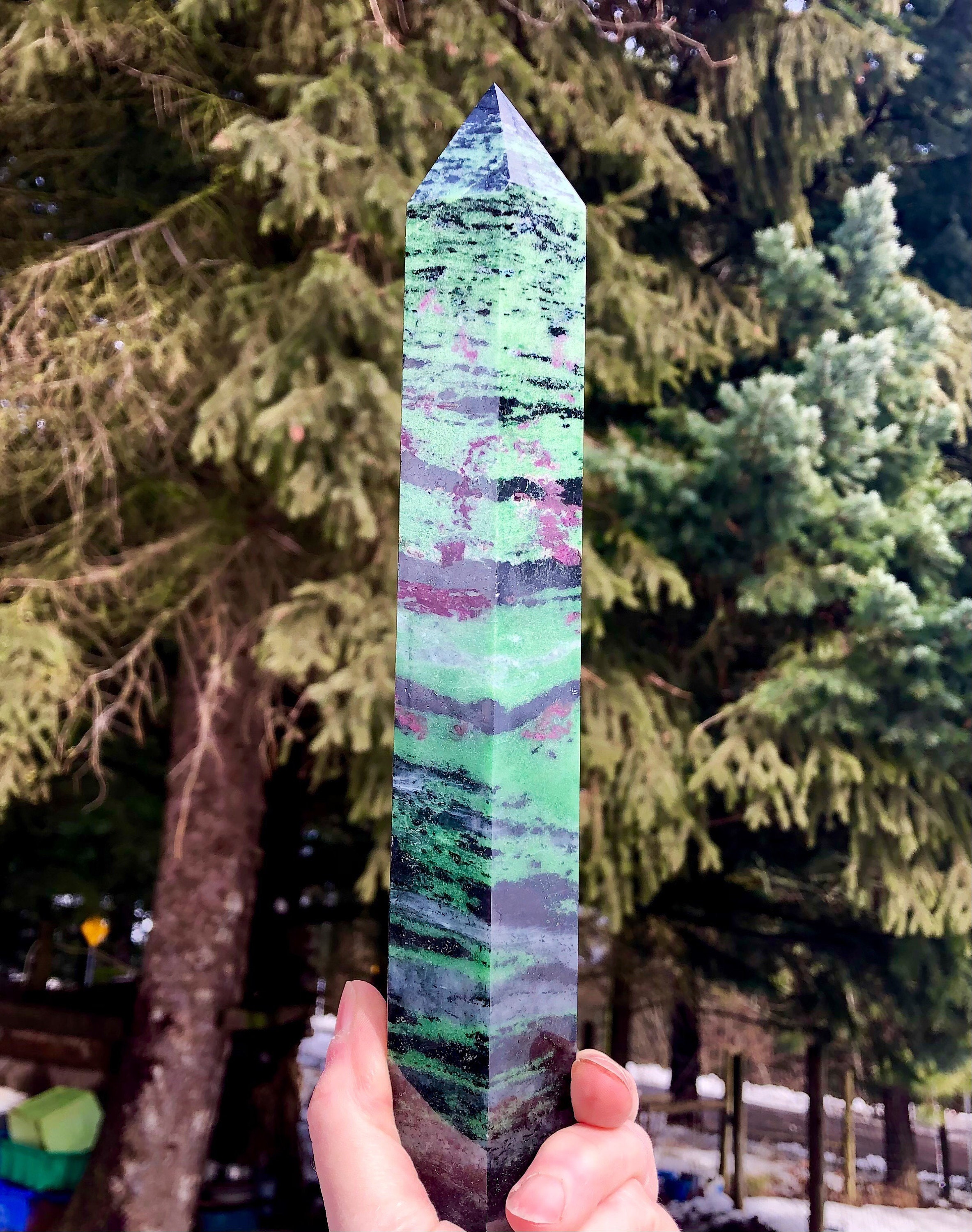 1.98 lb Ruby In Zoisite Obelisk Pillar Tower Point Wand Column Mineral ...