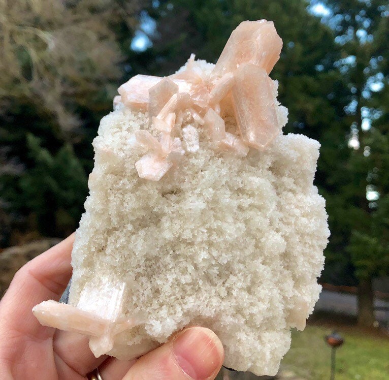 Peach Stilbite and Stalactic Chalcedony on matrix large crystal cluster ...