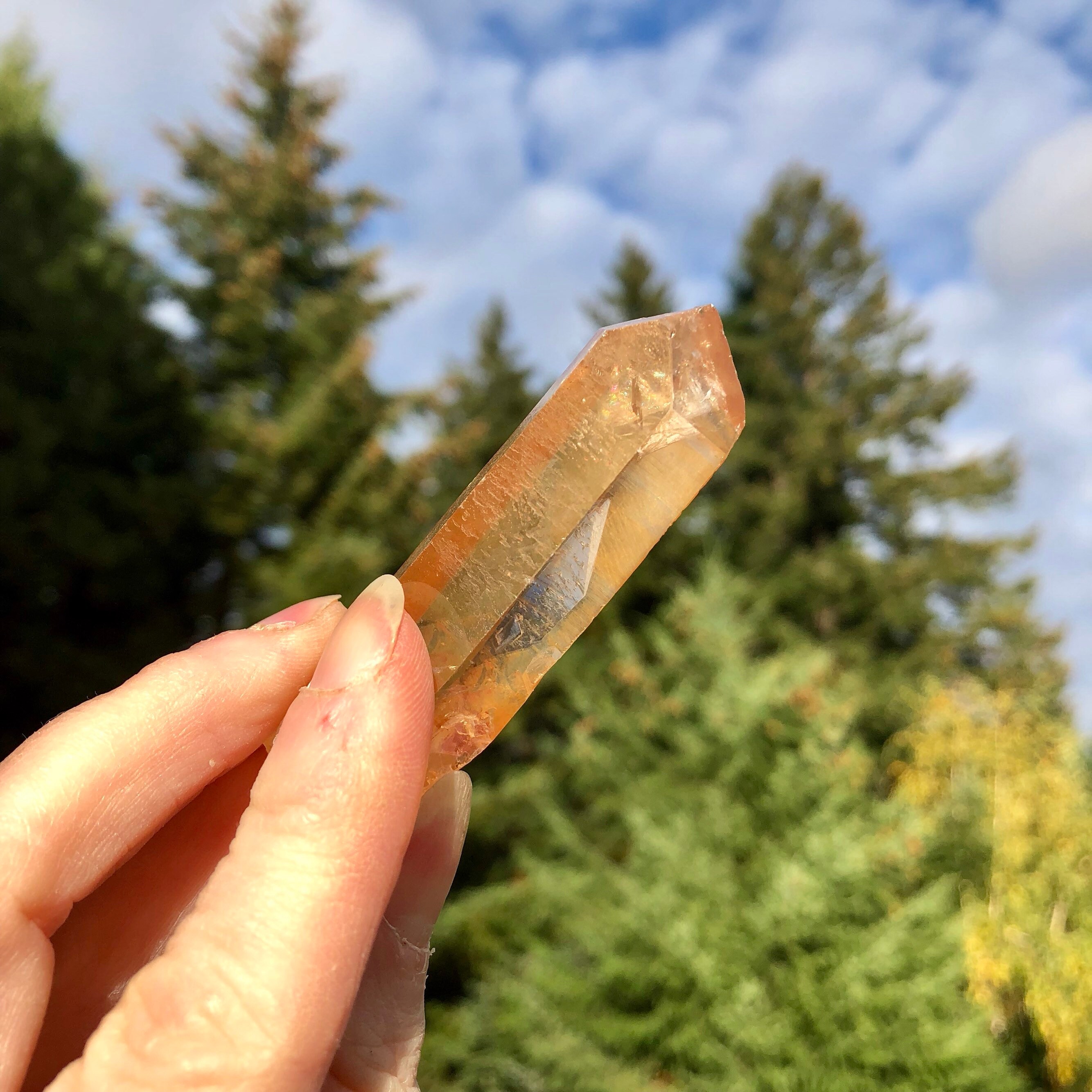 Tangerine or Tangerose Quartz Crystal Point