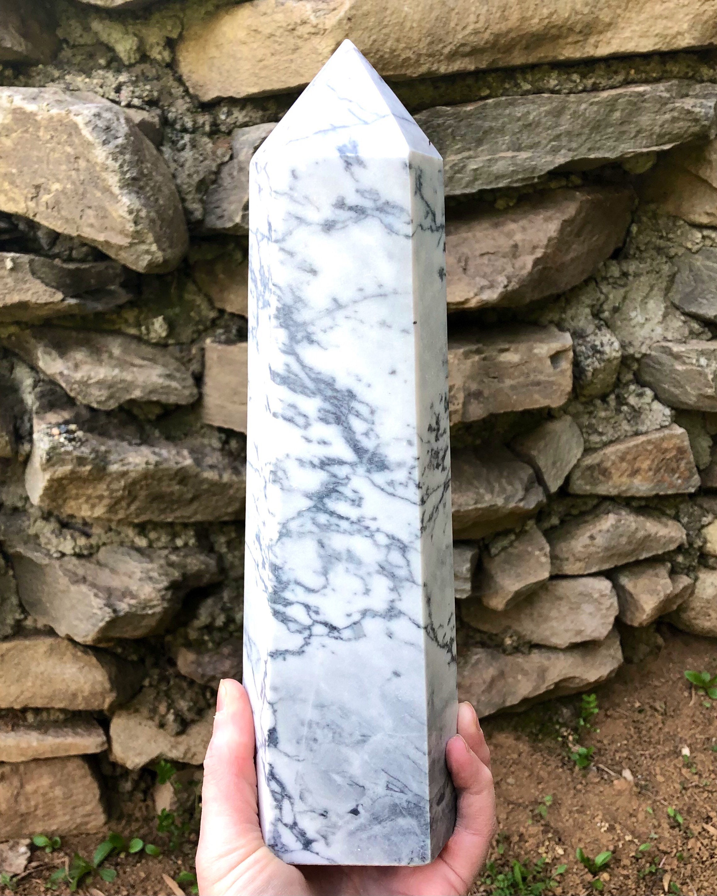 5.88 lb Howlite aka Magnesite Obelisk Pillar Tower Point Wand Column ...