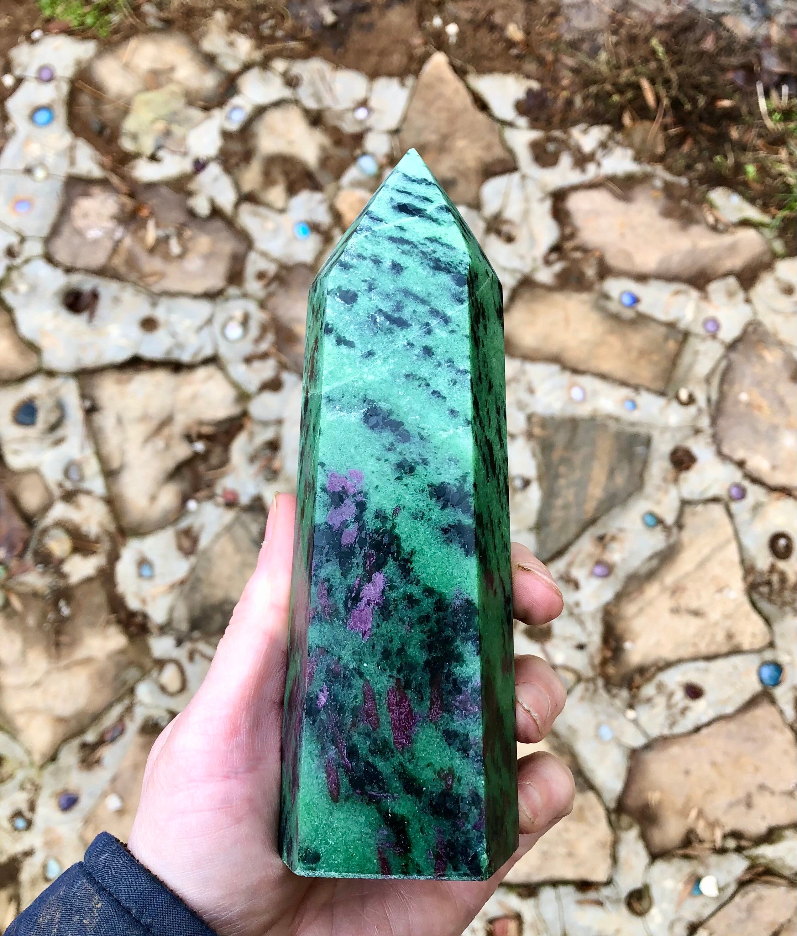 746g Ruby Zoisite Obelisk Pillar Tower Point Wand Column Mineral Display Specimen