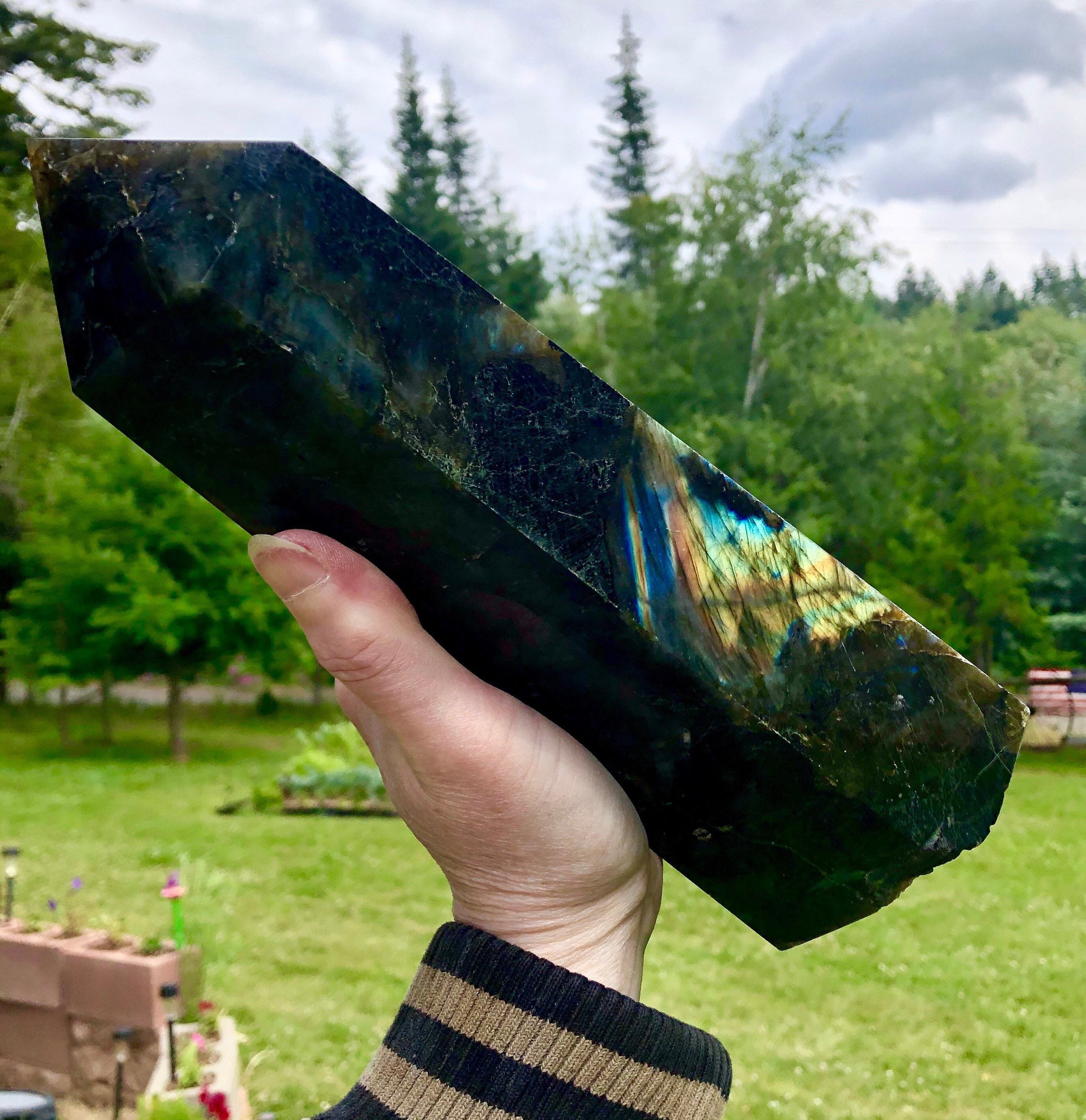 2988g Extra Large Labradorite Obelisk Pillar Tower Point Wand Column ...