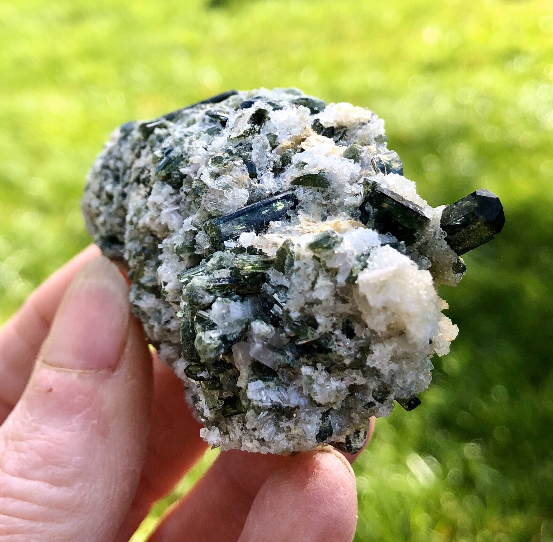 78g Green Diopside with Quartz and Calcite Crystal Cluster Specimen