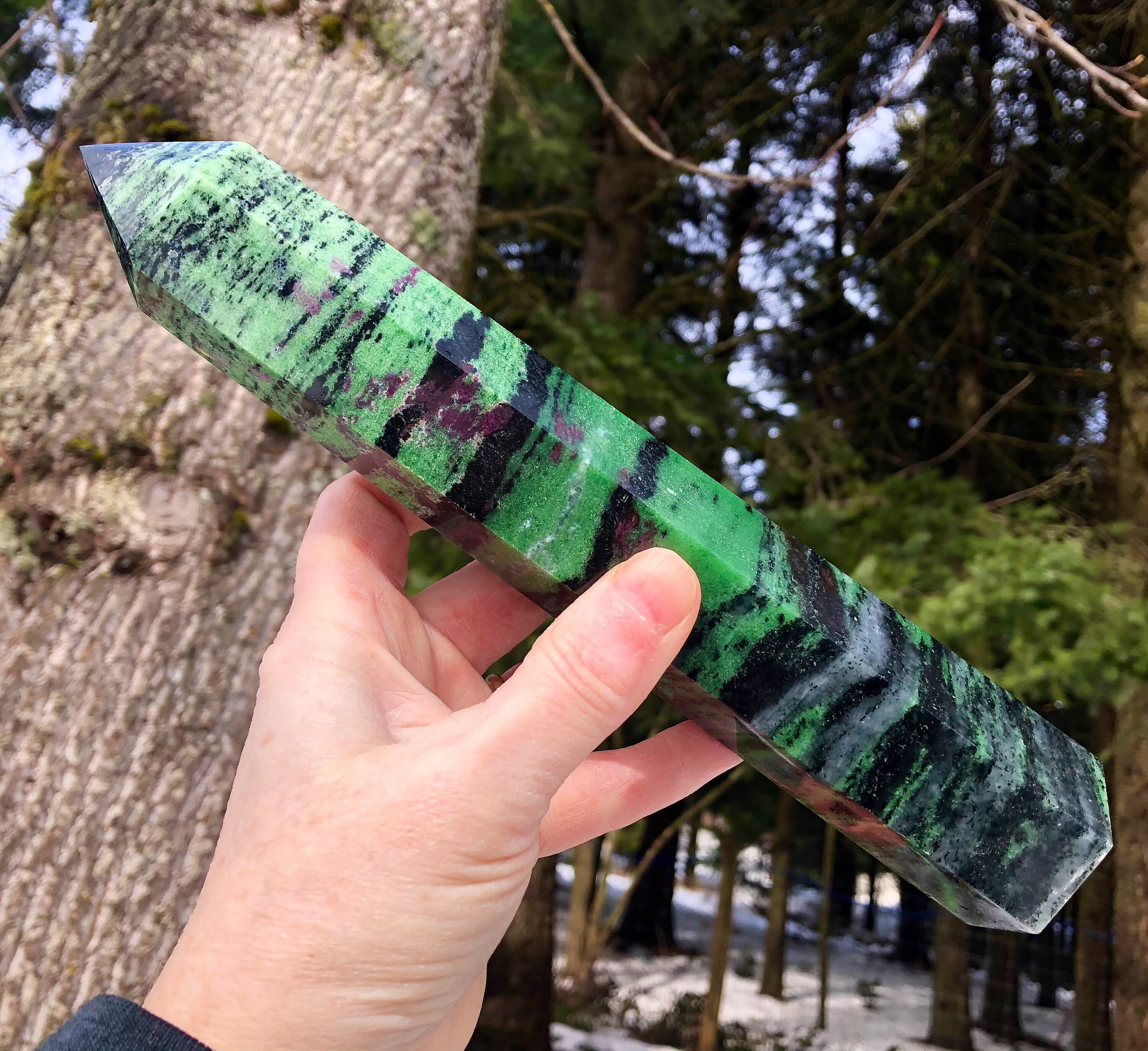 1.98 lb Ruby In Zoisite Obelisk Pillar Tower Point Wand Column Mineral ...