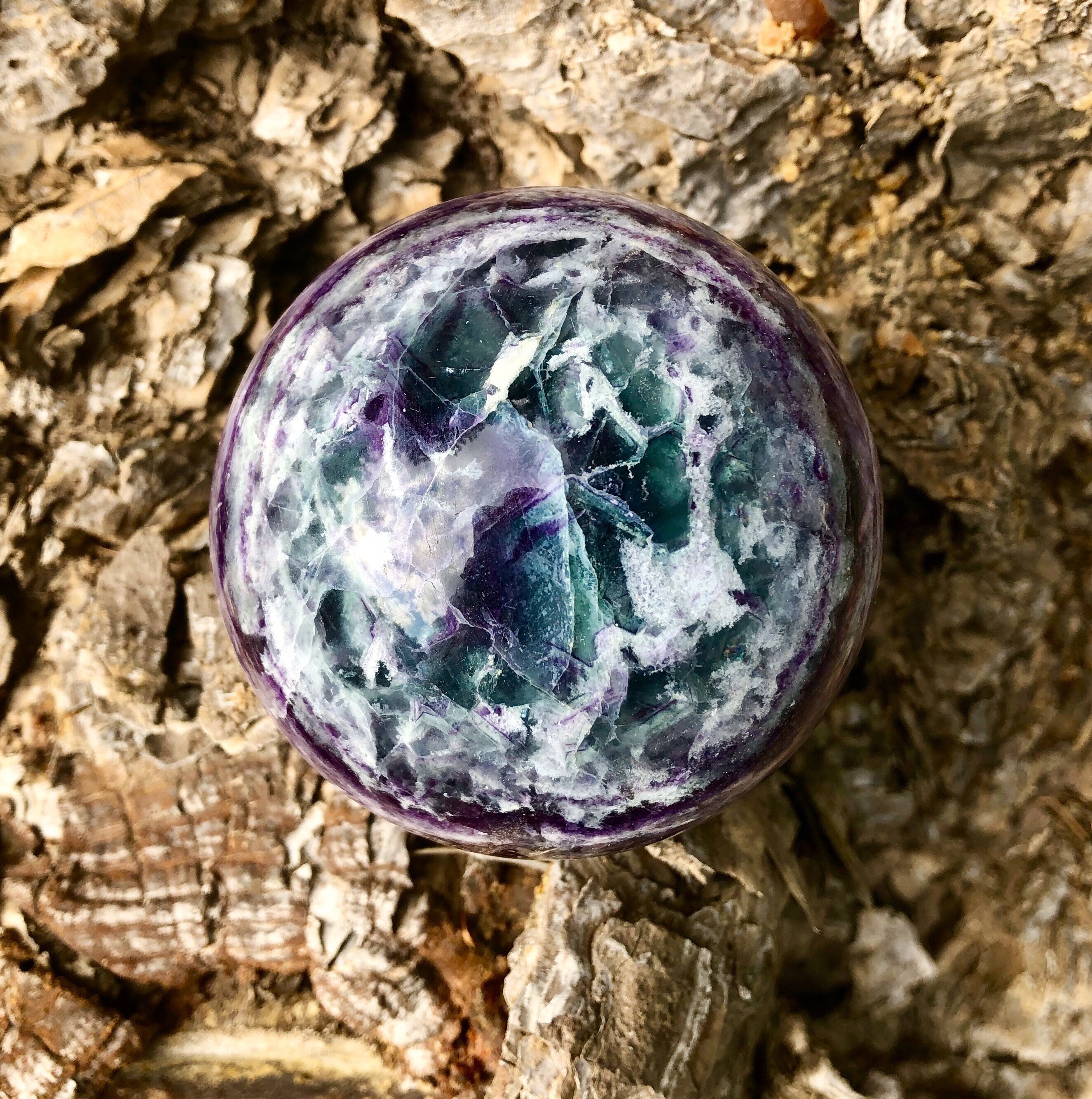 75mm Large Purple And Blue Fluorite Sphere Crystal Mineral Display Specimen