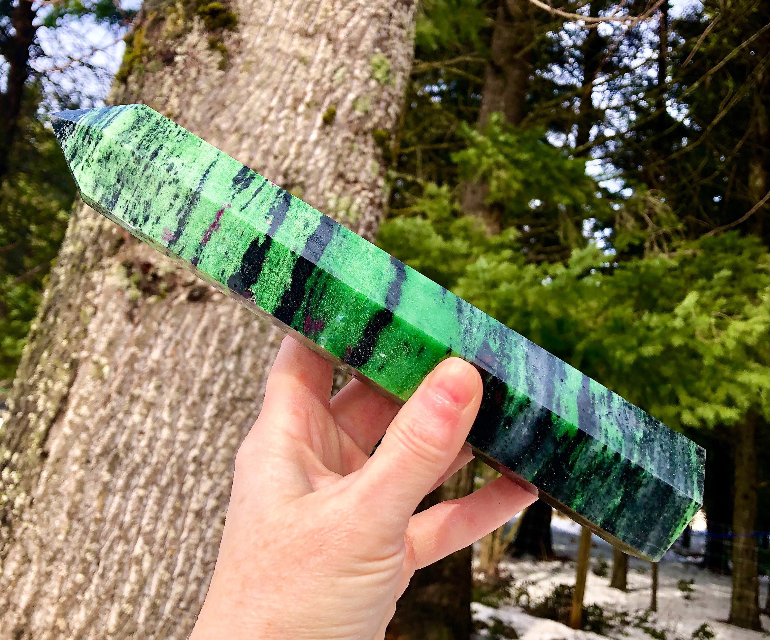 1.98 lb Ruby In Zoisite Obelisk Pillar Tower Point Wand Column Mineral ...