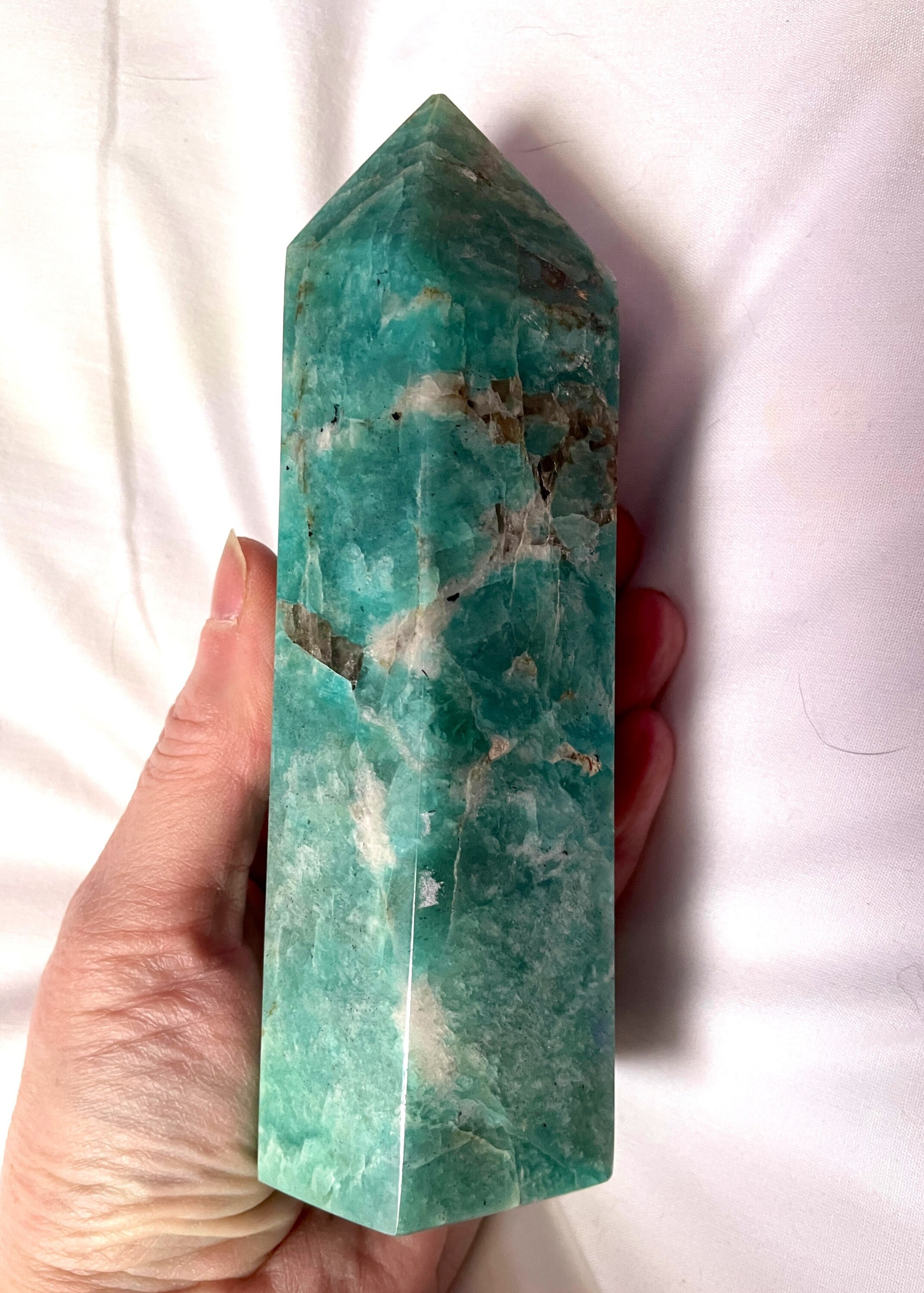 1.38 lb Amazonite Obelisk Pillar Tower Point Wand Column Generator