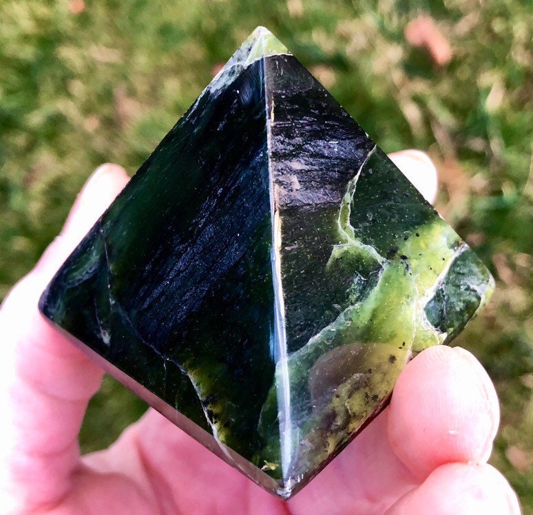 2 pc Jade specimens Jade Pyramid and Jade Freeform Canada Jade nice ...