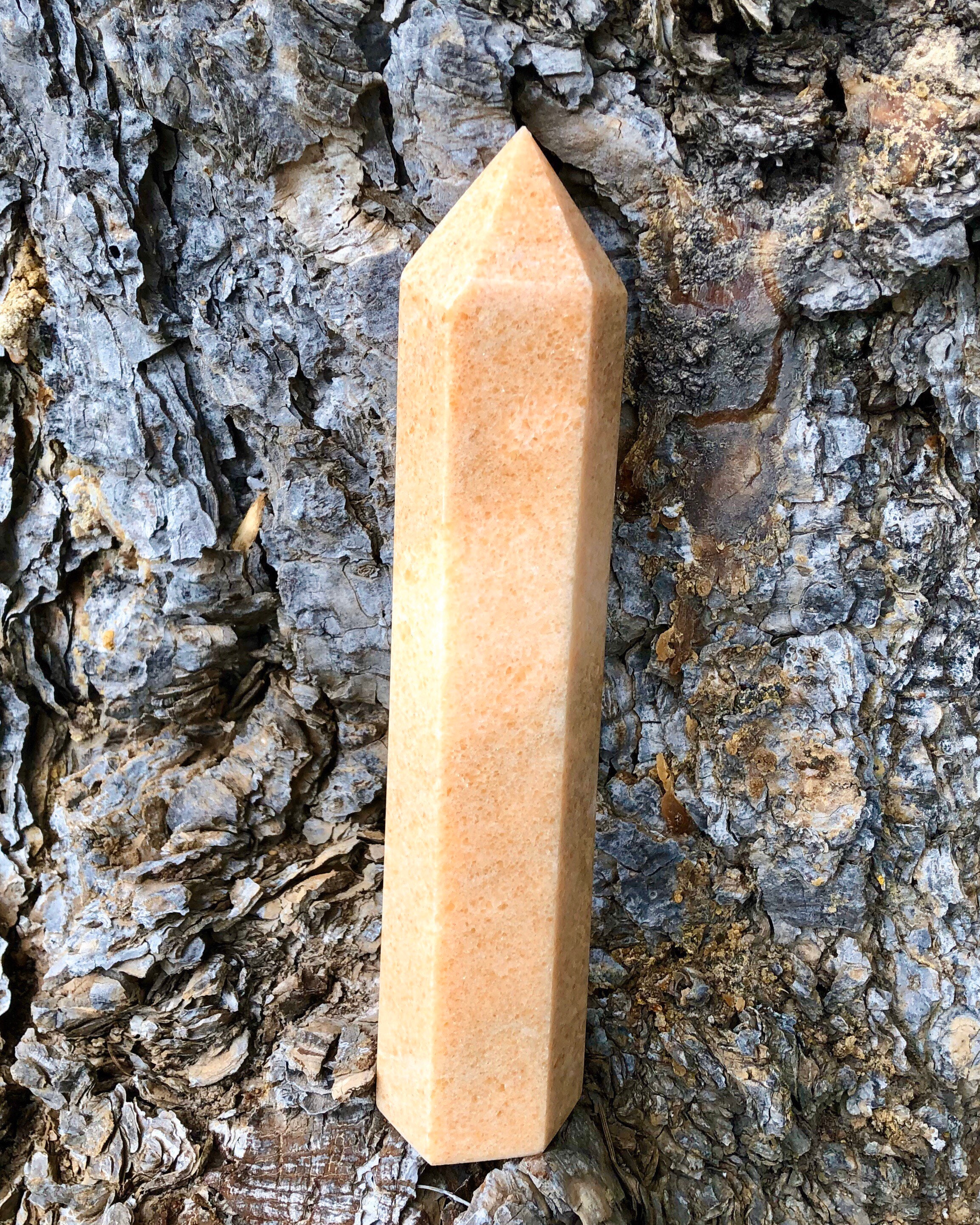 1056g Tall Sunstone Quartz Obelisk Pillar Tower Point Wand Column Spire ...