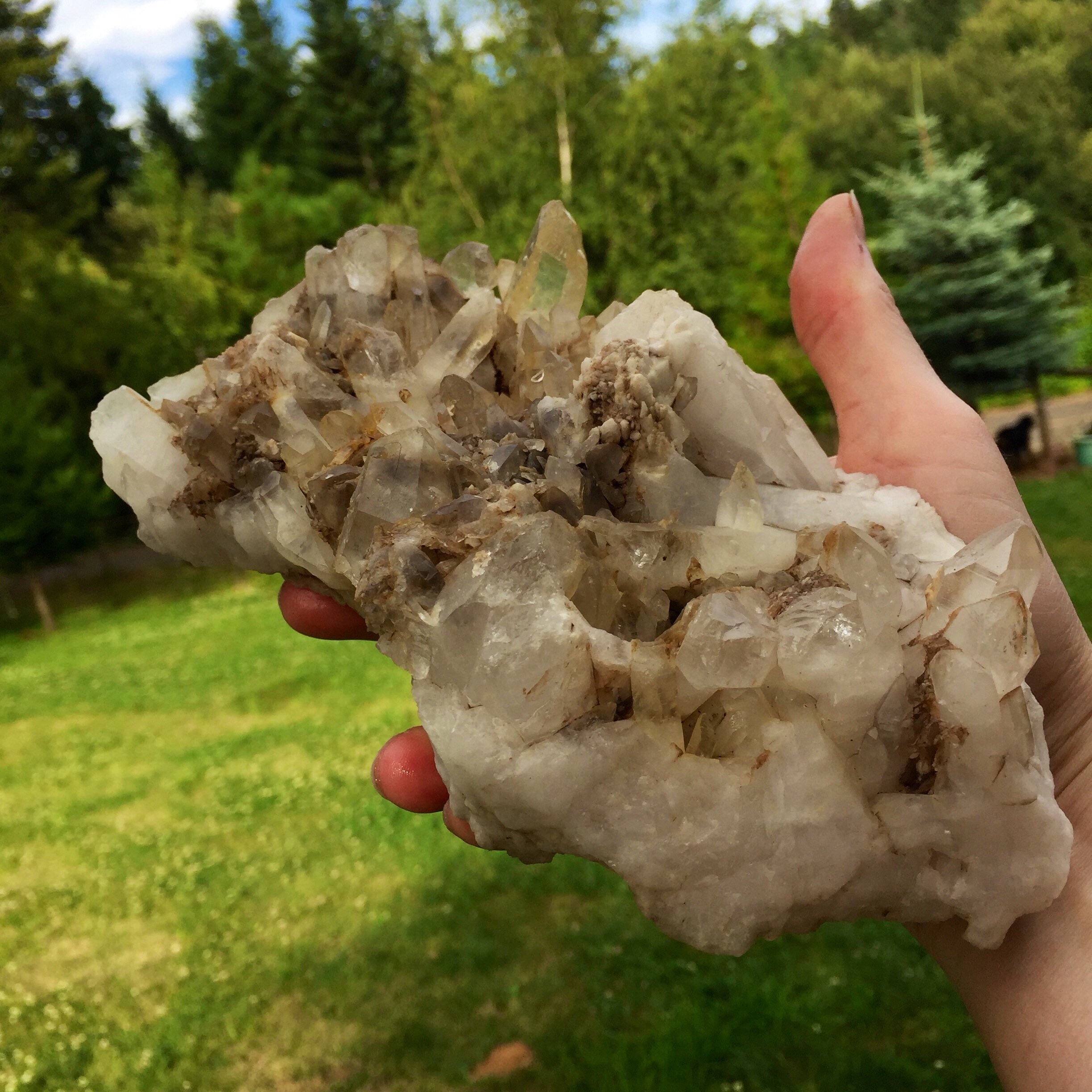 Large Quartz Crystal Cluster Plate