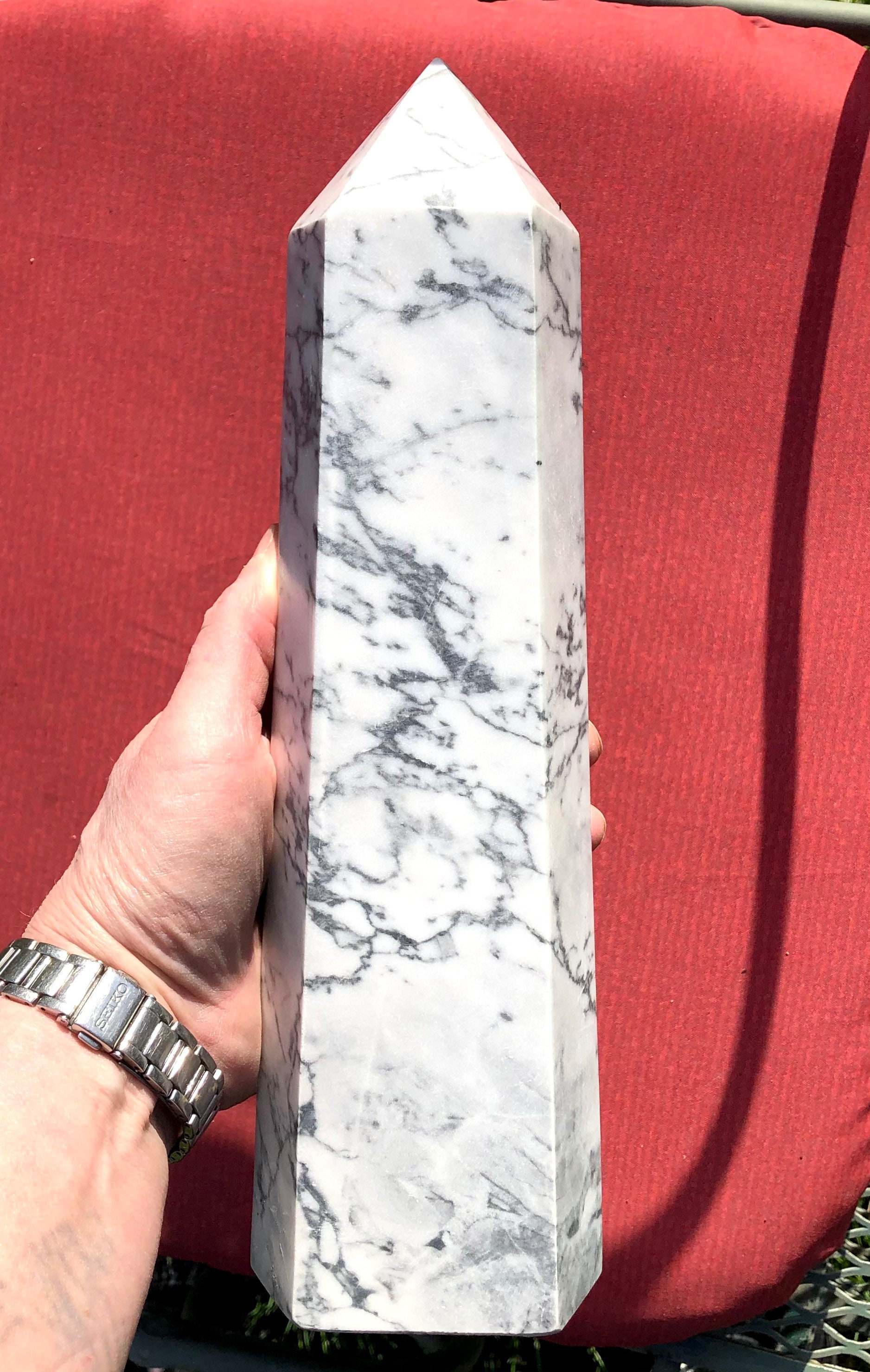 5.88 lb Howlite aka Magnesite Obelisk Pillar Tower Point Wand Column ...