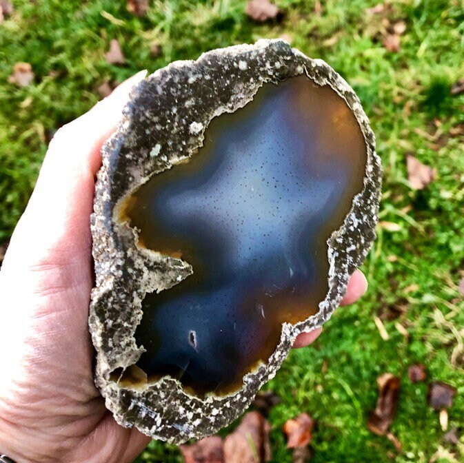 Large Oregon Thunder Egg Half polished for display or Home Decor