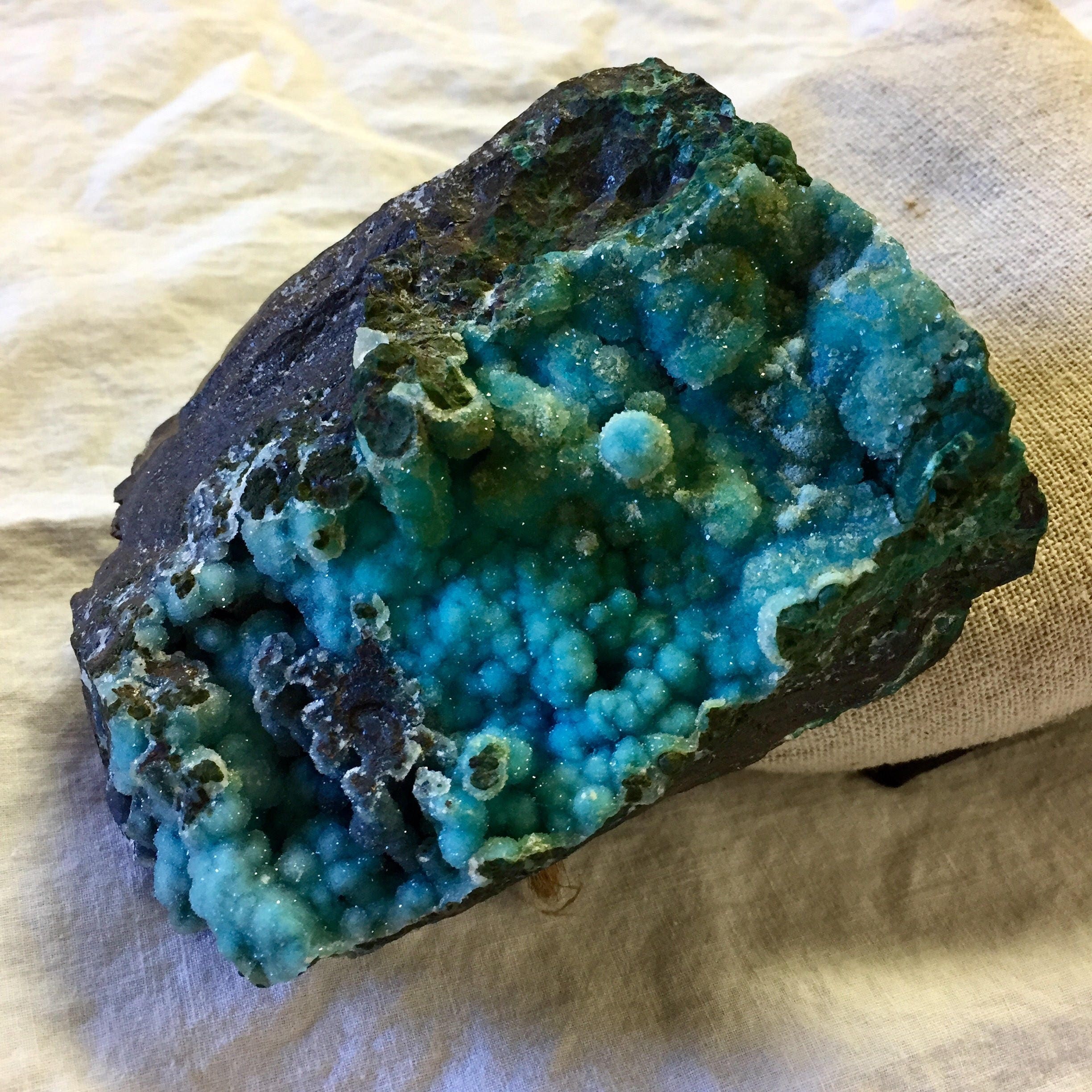 HEMIMORPHITE cluster with bright blue colors that are extremely vivid
