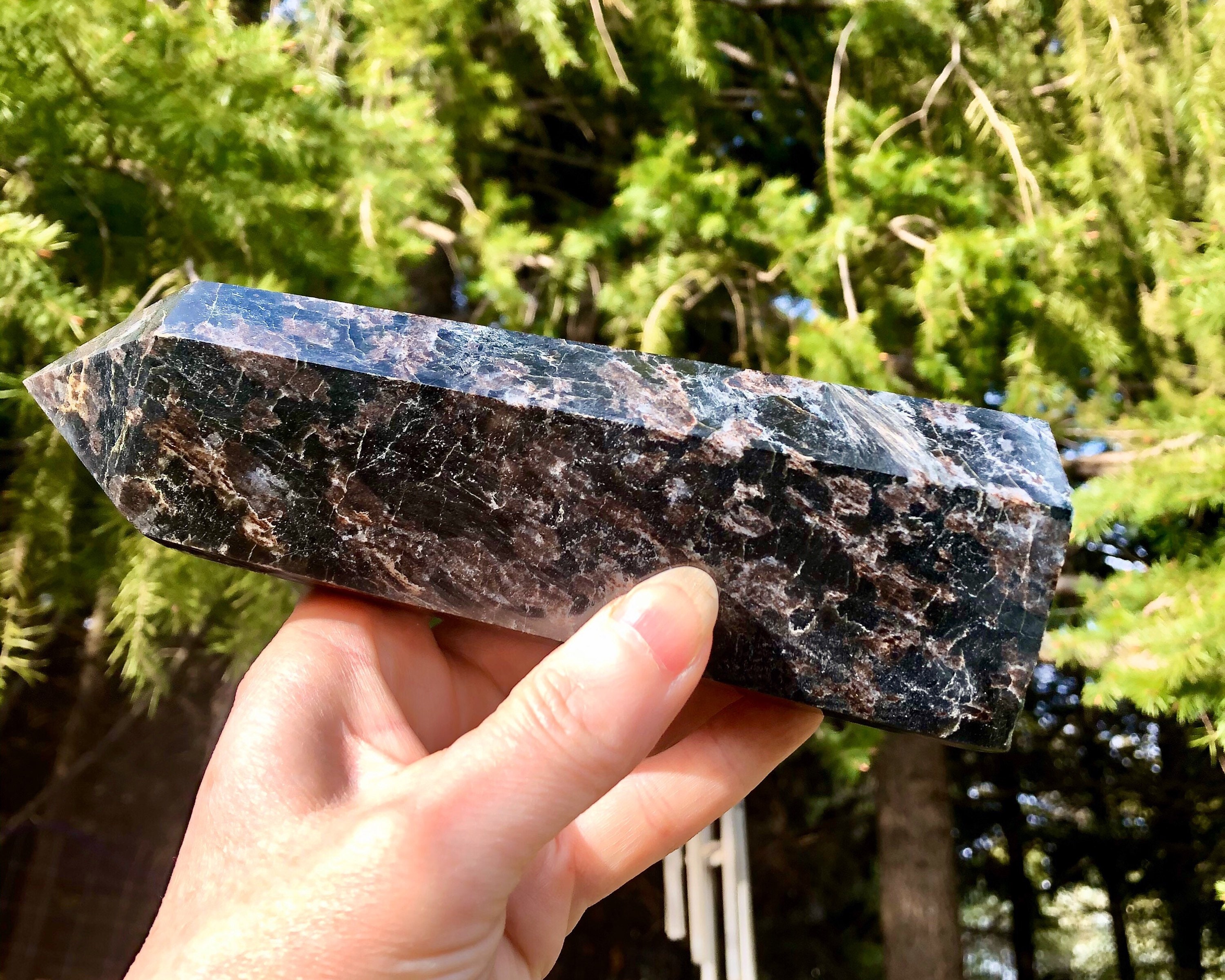 920g Astrophyllite or Fireworks Stone Obelisk Pillar Tower Point Wand ...