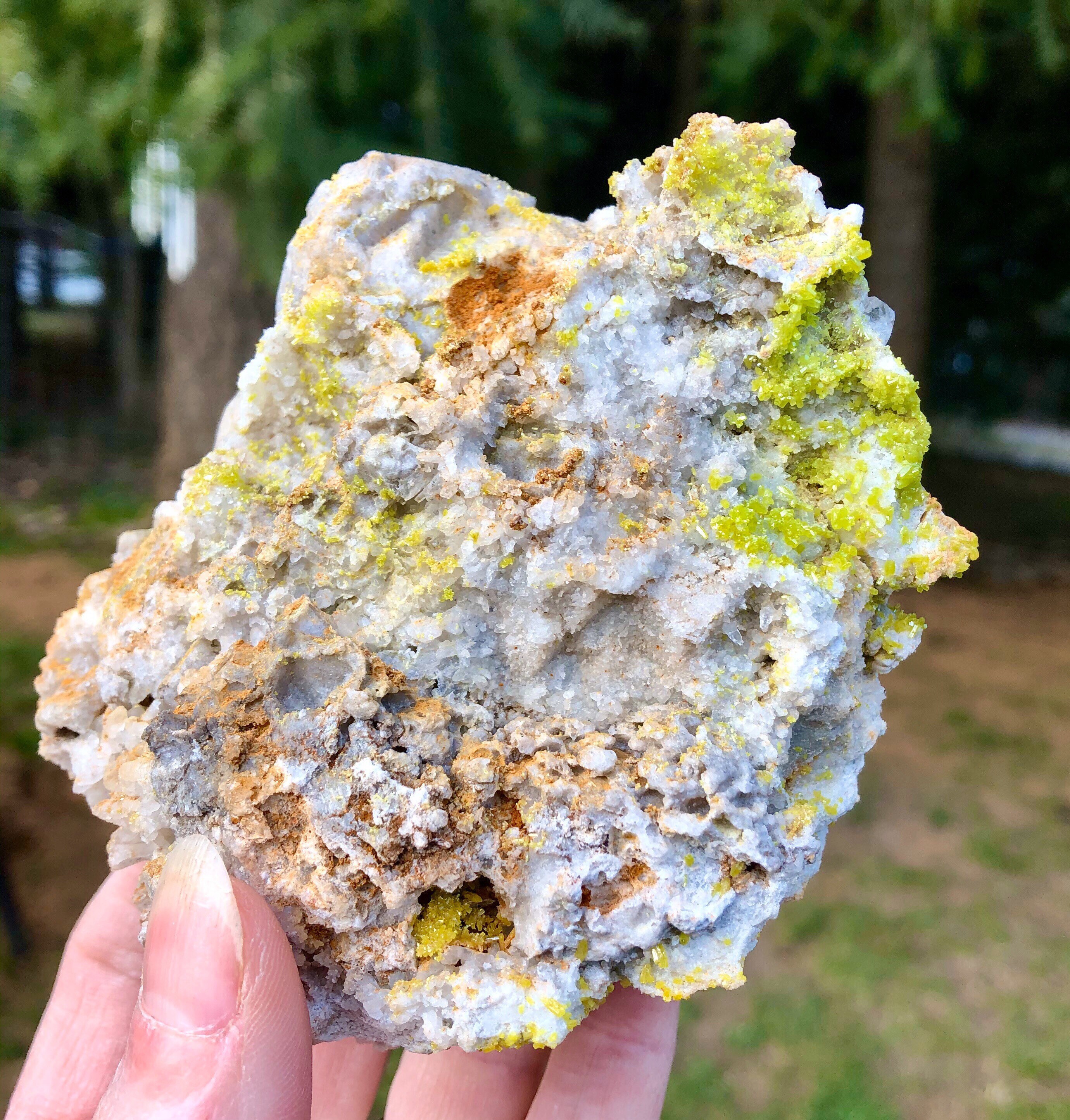 460g Chartreuse Pyromorphite Crystals On Quartz And Calcite Mineral ...