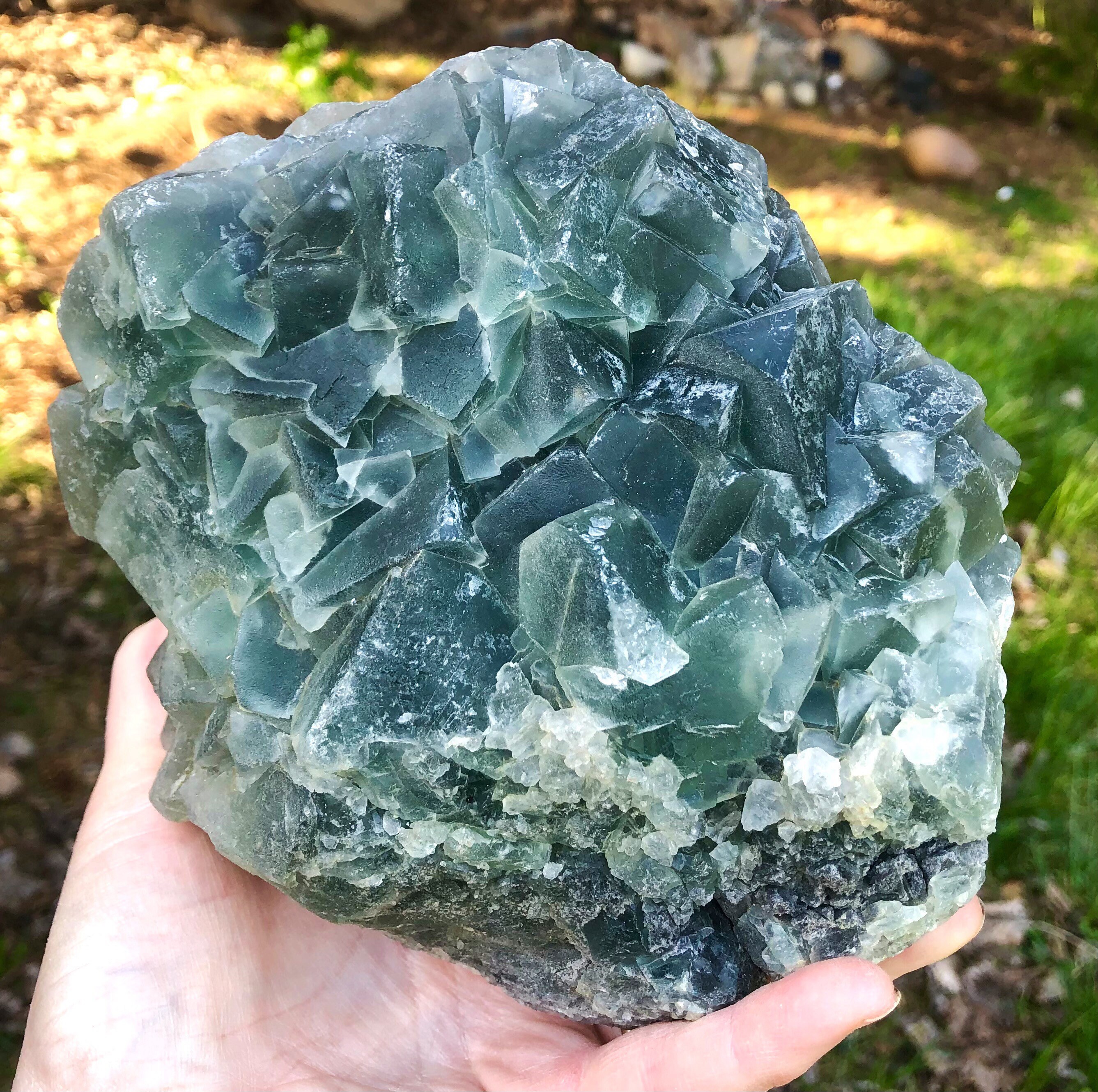 6.53 lb Green Cubic Fluorite Crystal Cluster Mineral Display Specimen