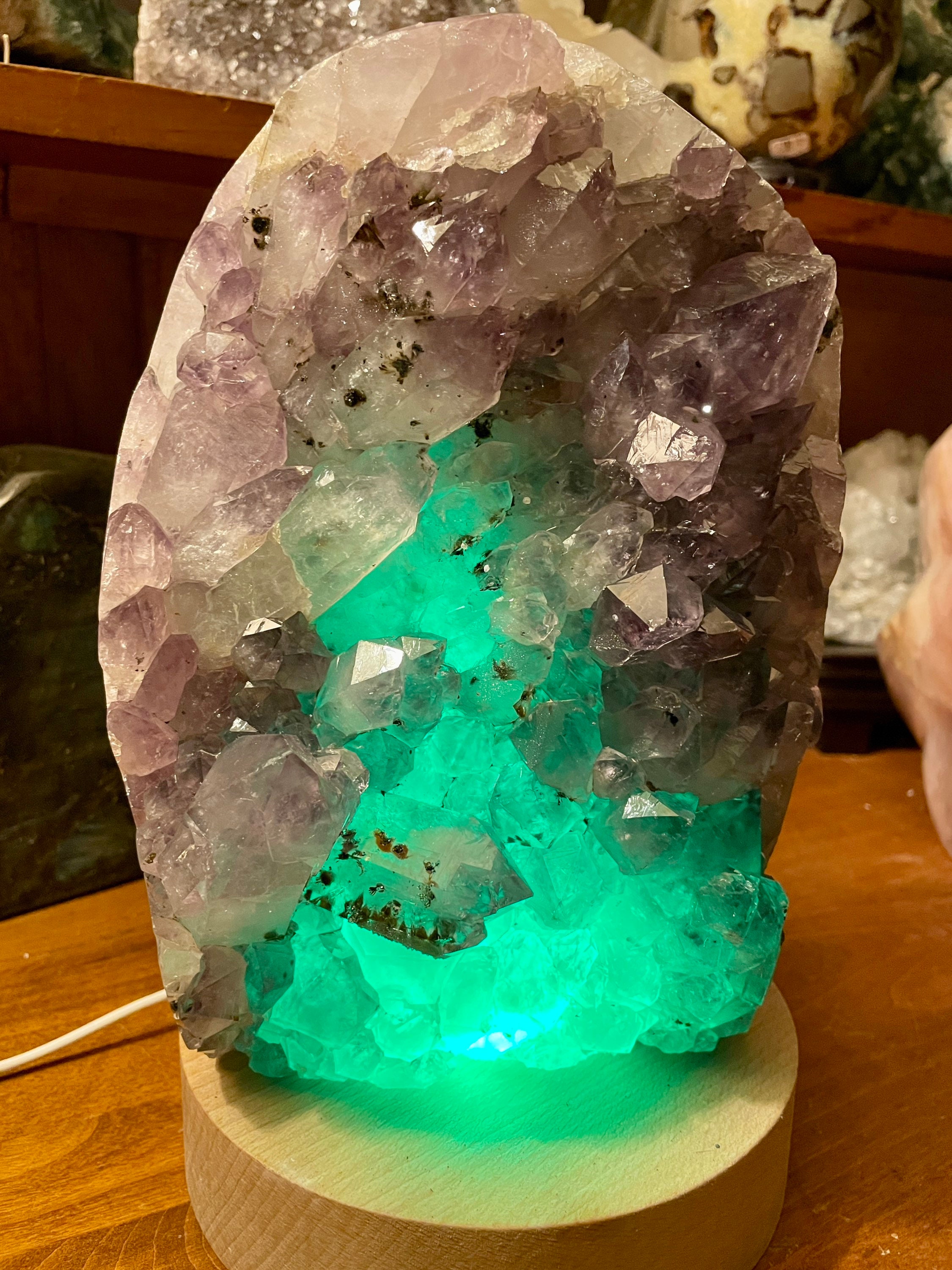10.52 lb Amethyst Crystal Cluster Lamp