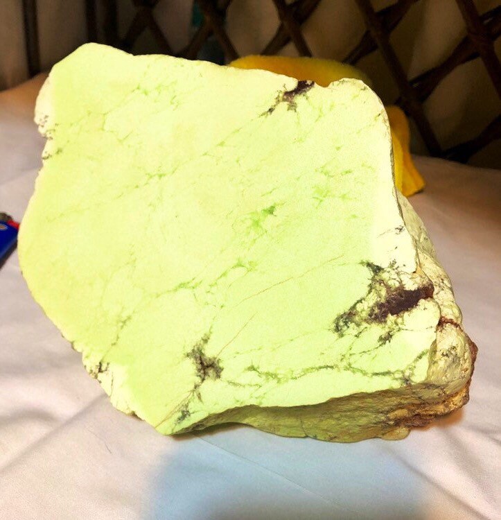 Large Lemon Chrysoprase Specimen polished on one side