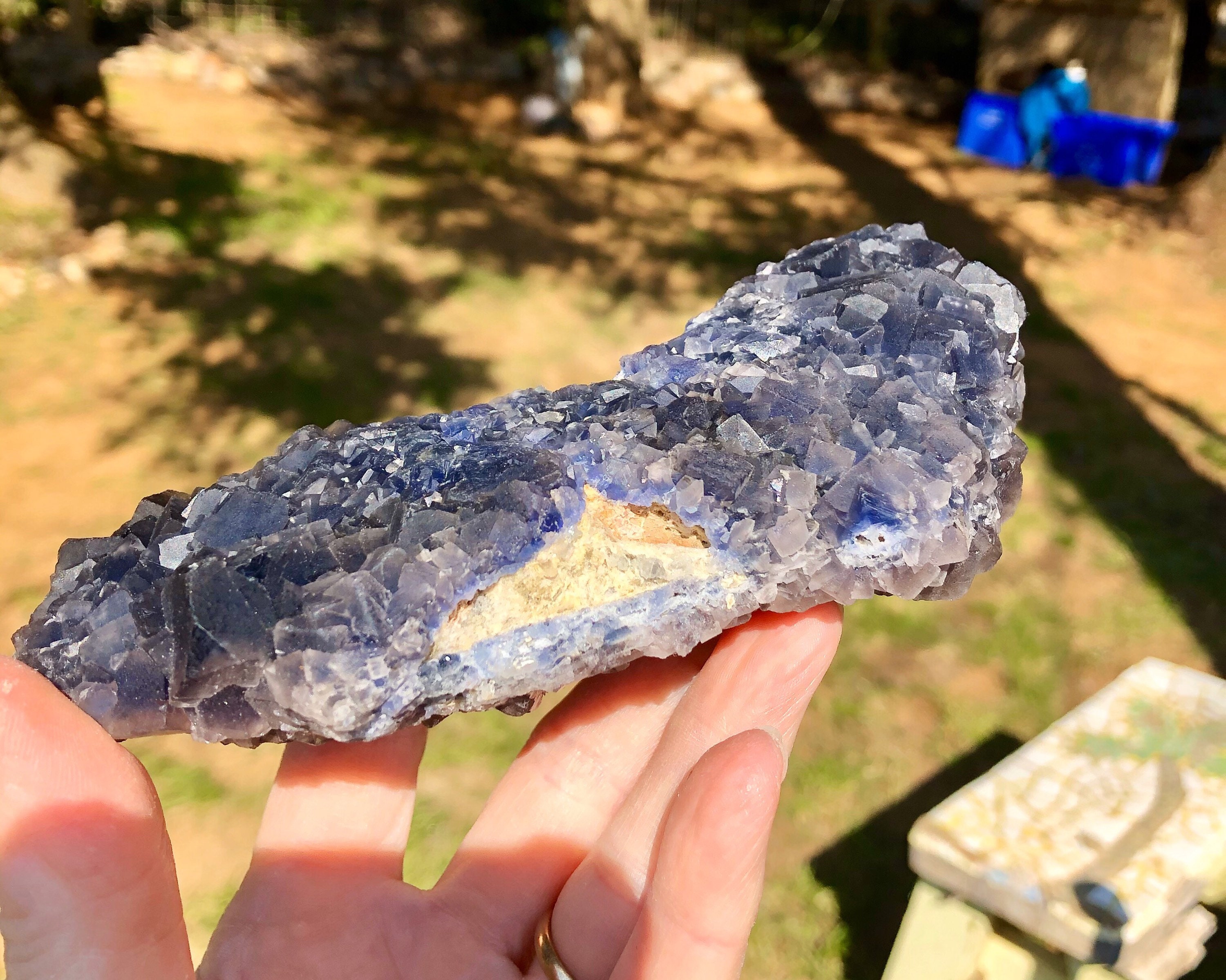 470g Double Sided Blue Cubic Fluorite Crystal Cluster Mineral Display ...