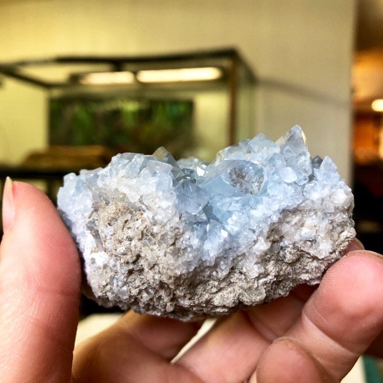Celestite or Celestine Geode Crystal Cluster Specimen