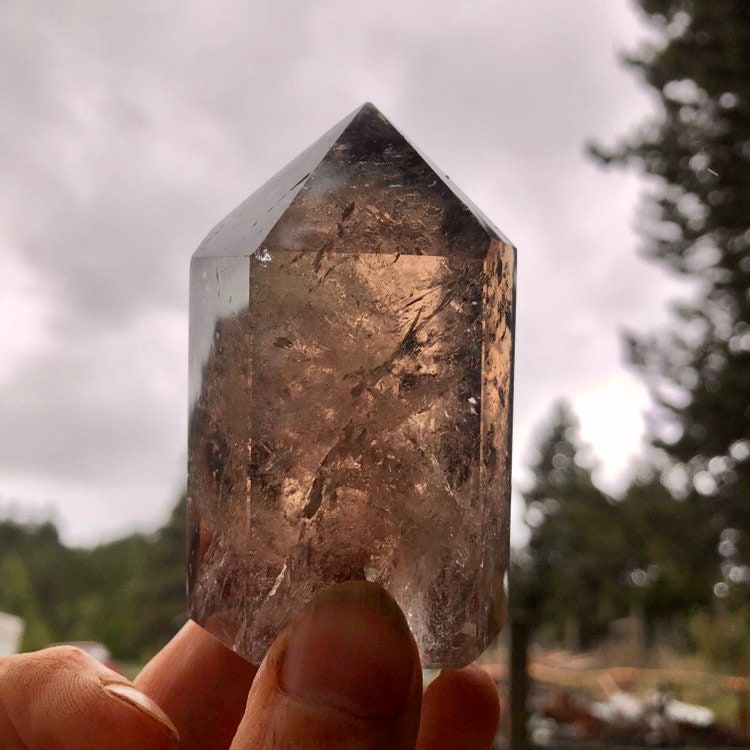Smoky Quartz Crystal Standing Point