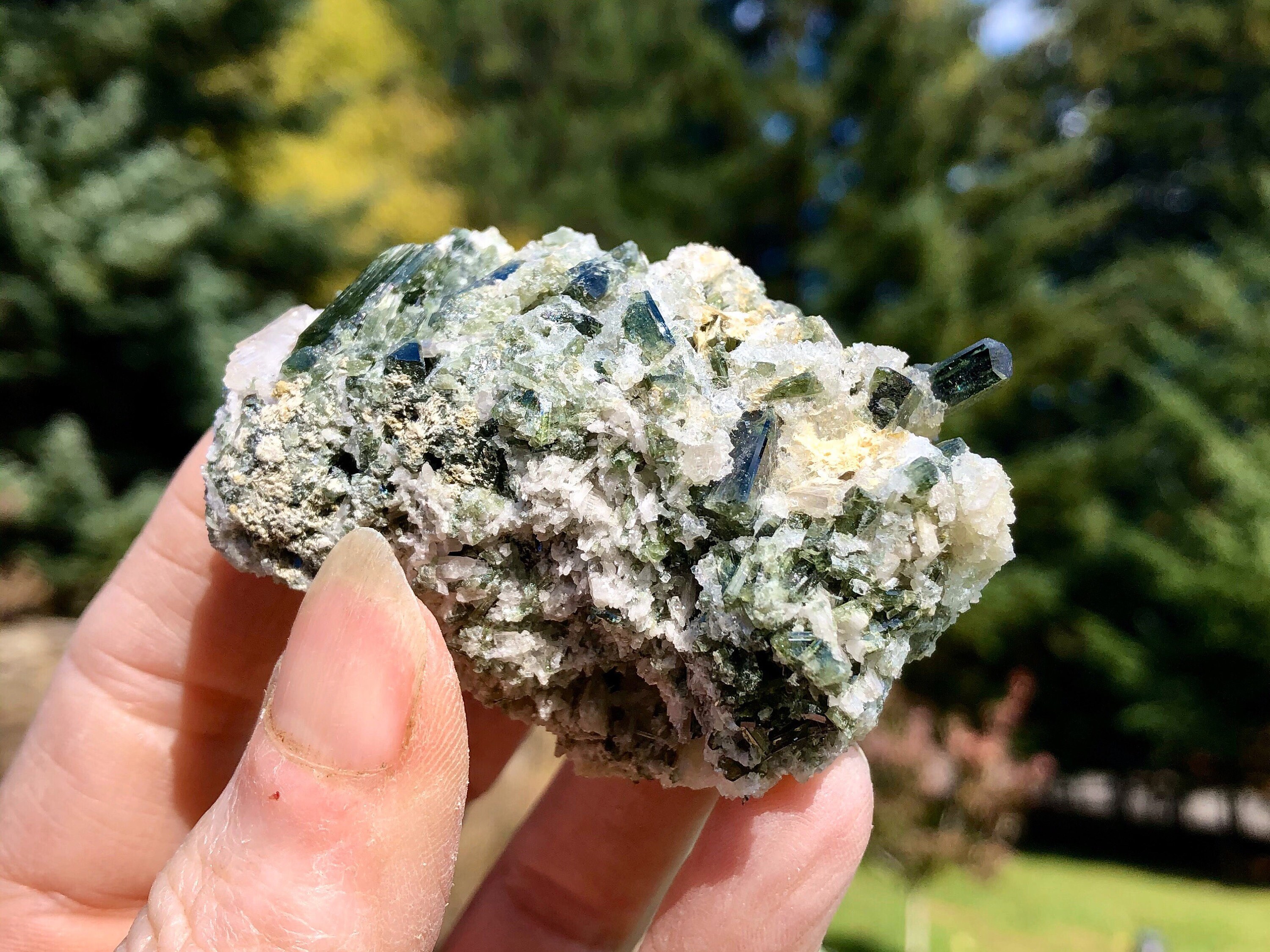 78g Green Diopside with Quartz and Calcite Crystal Cluster Specimen