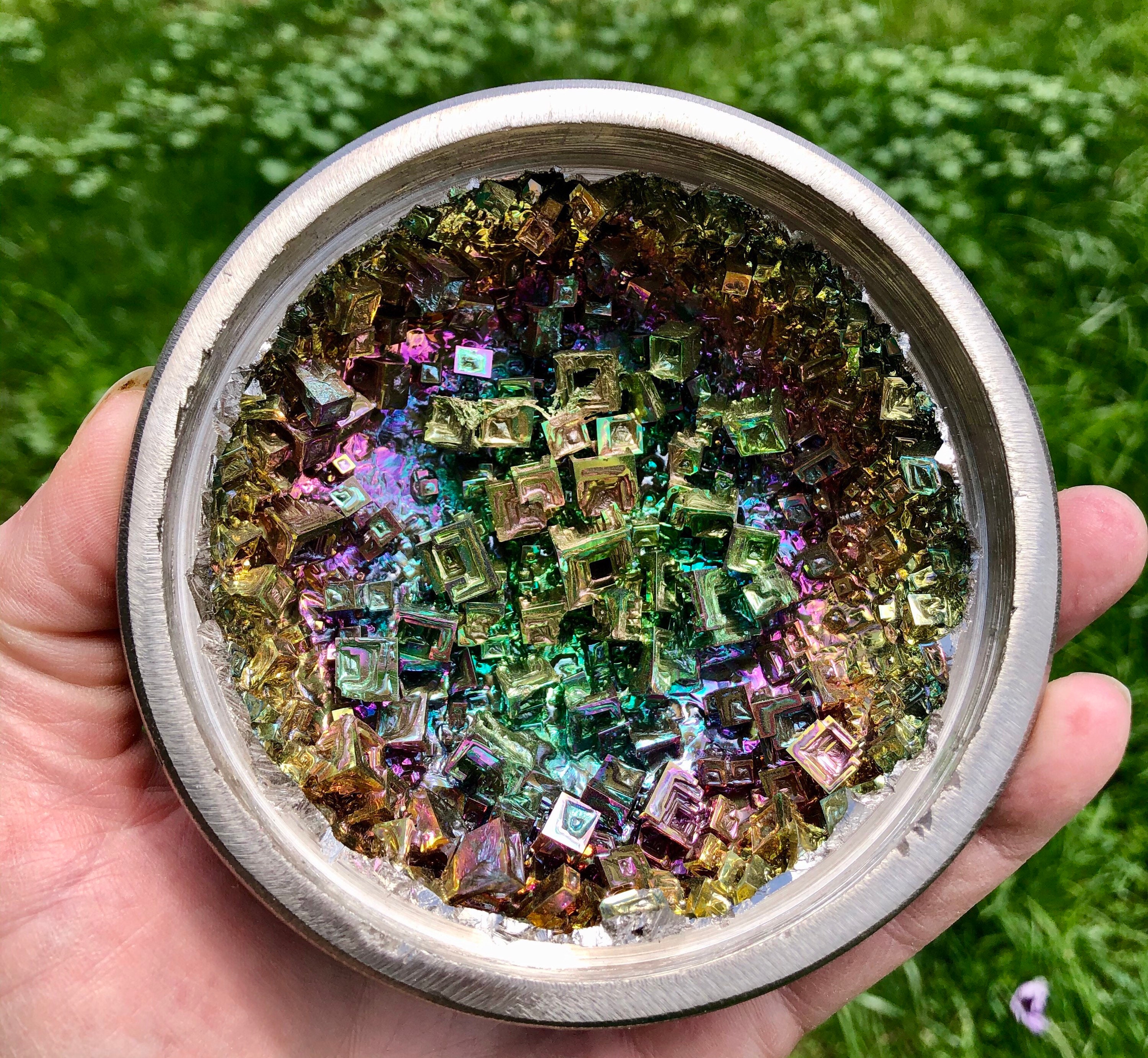 616g Rainbow Bismuth Bowl Crystal Cluster Specimen