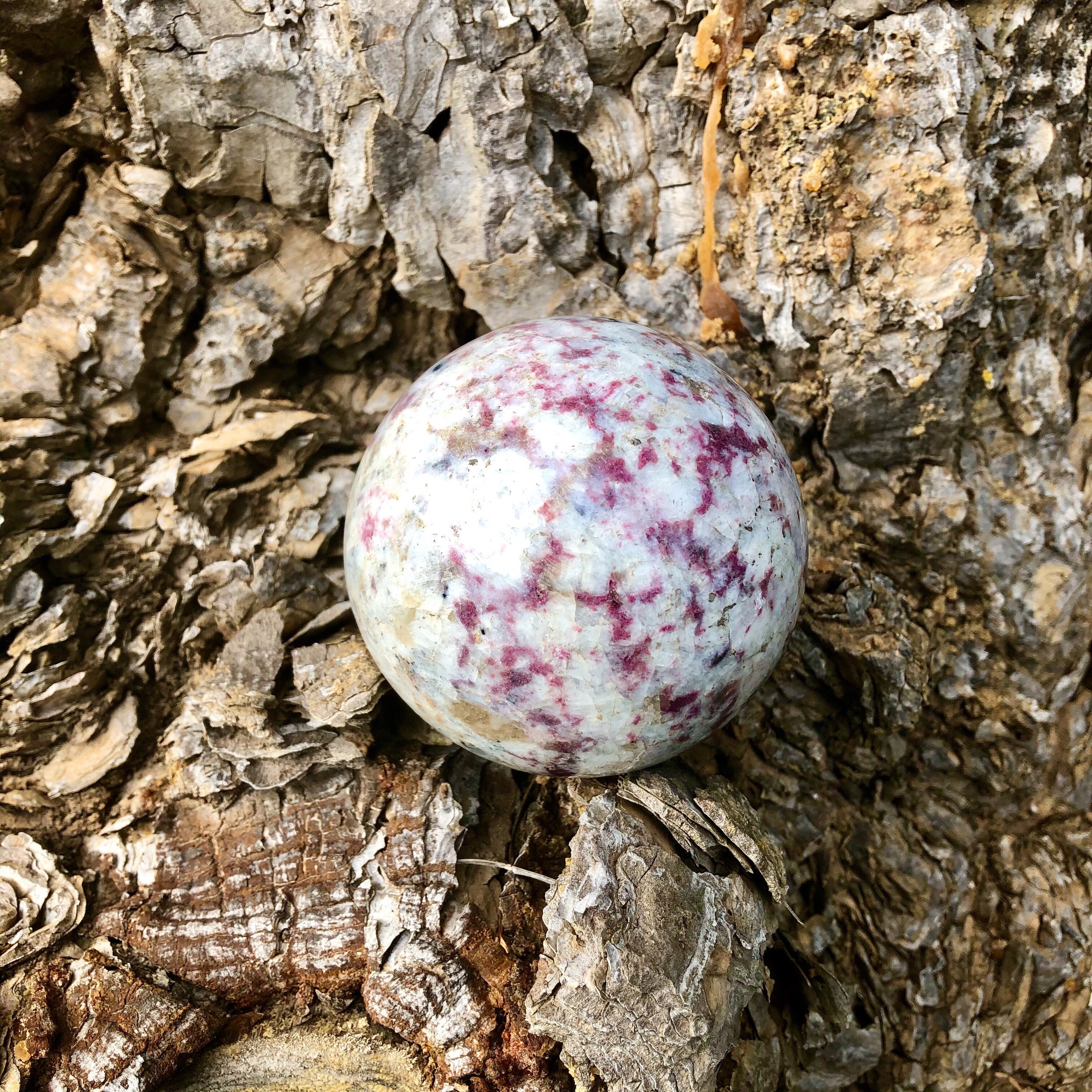 73mm Red Rubellite Tourmaline Stone Sphere Orb Ball