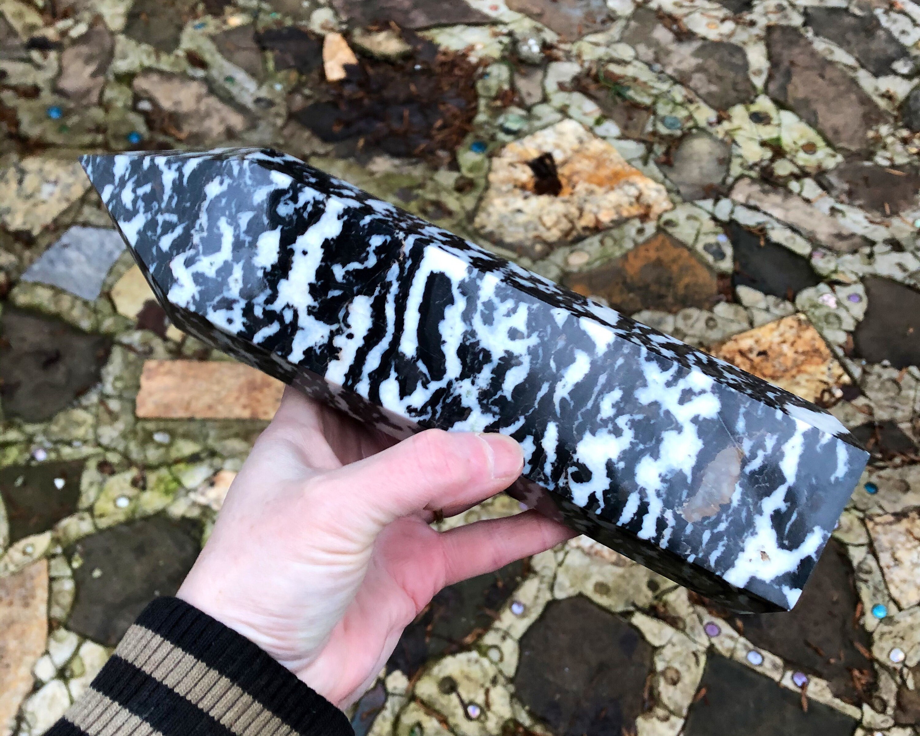 5 lbs Large Zebra Stone Obelisk Pillar Tower Point Wand Column Mineral ...