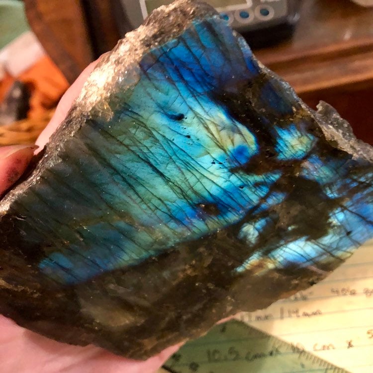 Labradorite Slab for display or lapidary use with bright blue flash