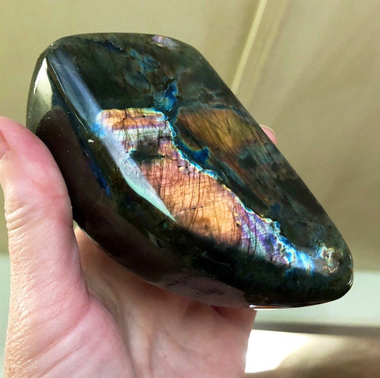 Red Spectralite Labradorite with Purple Gold and Blue Freeform